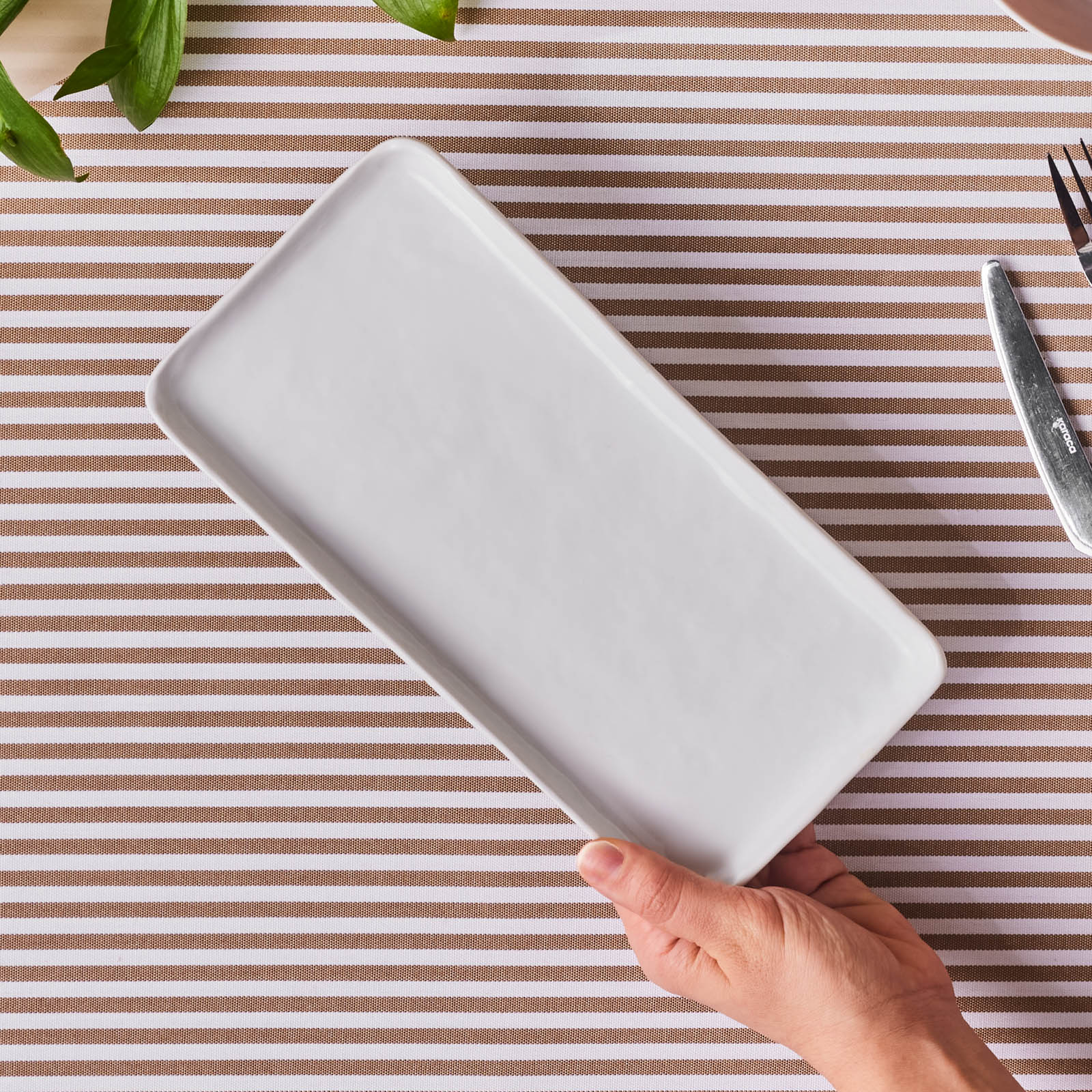 Karaca Epsilon Porcelain Rectangle Serving Platter, 26cm, White