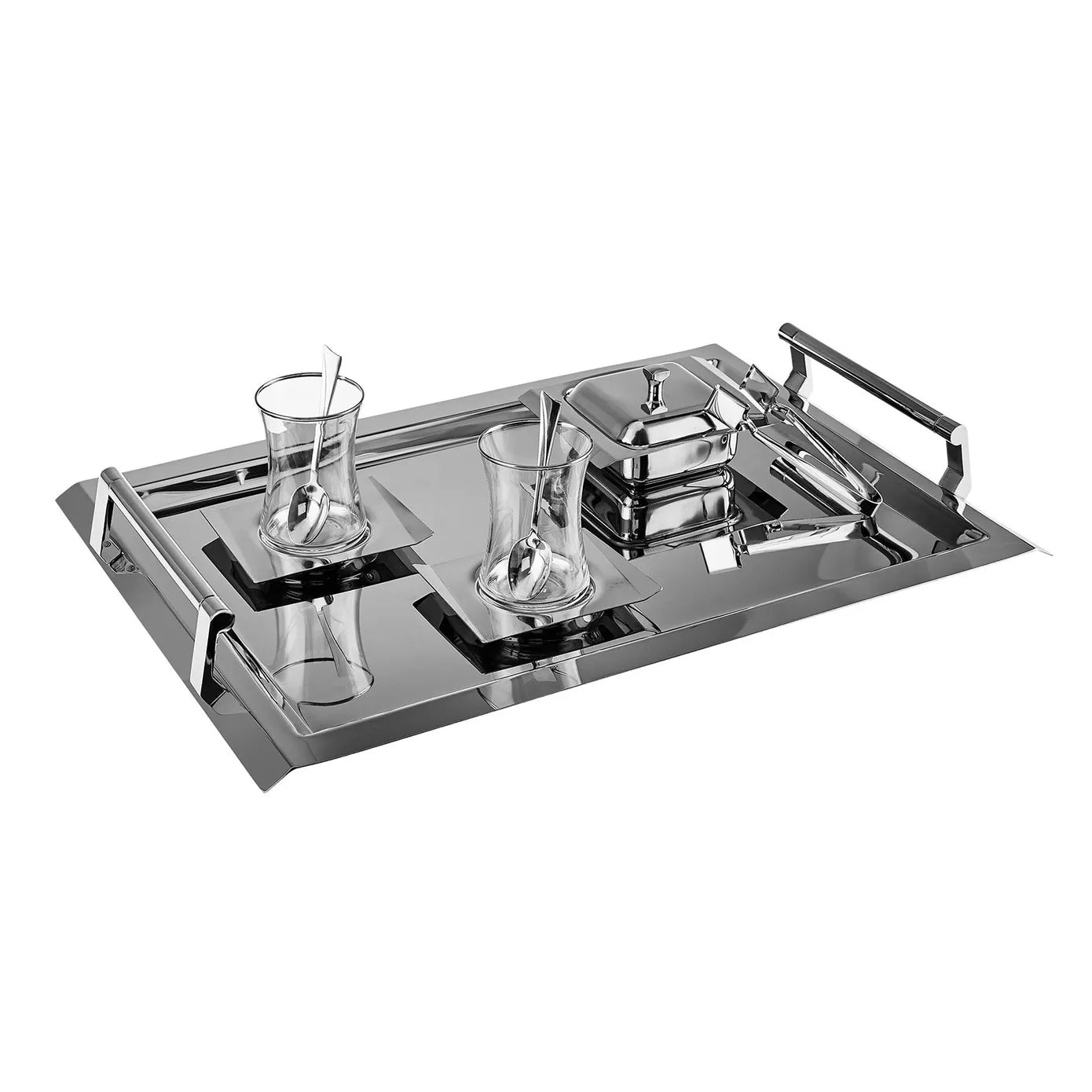 Karaca Sofya 40 Piece Glass Tea Set for 12 People, 140ml, Silver