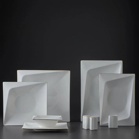 Jumbo Bone China Fold 58-Piece Dinner Set for 12 People, Gold – Karaca