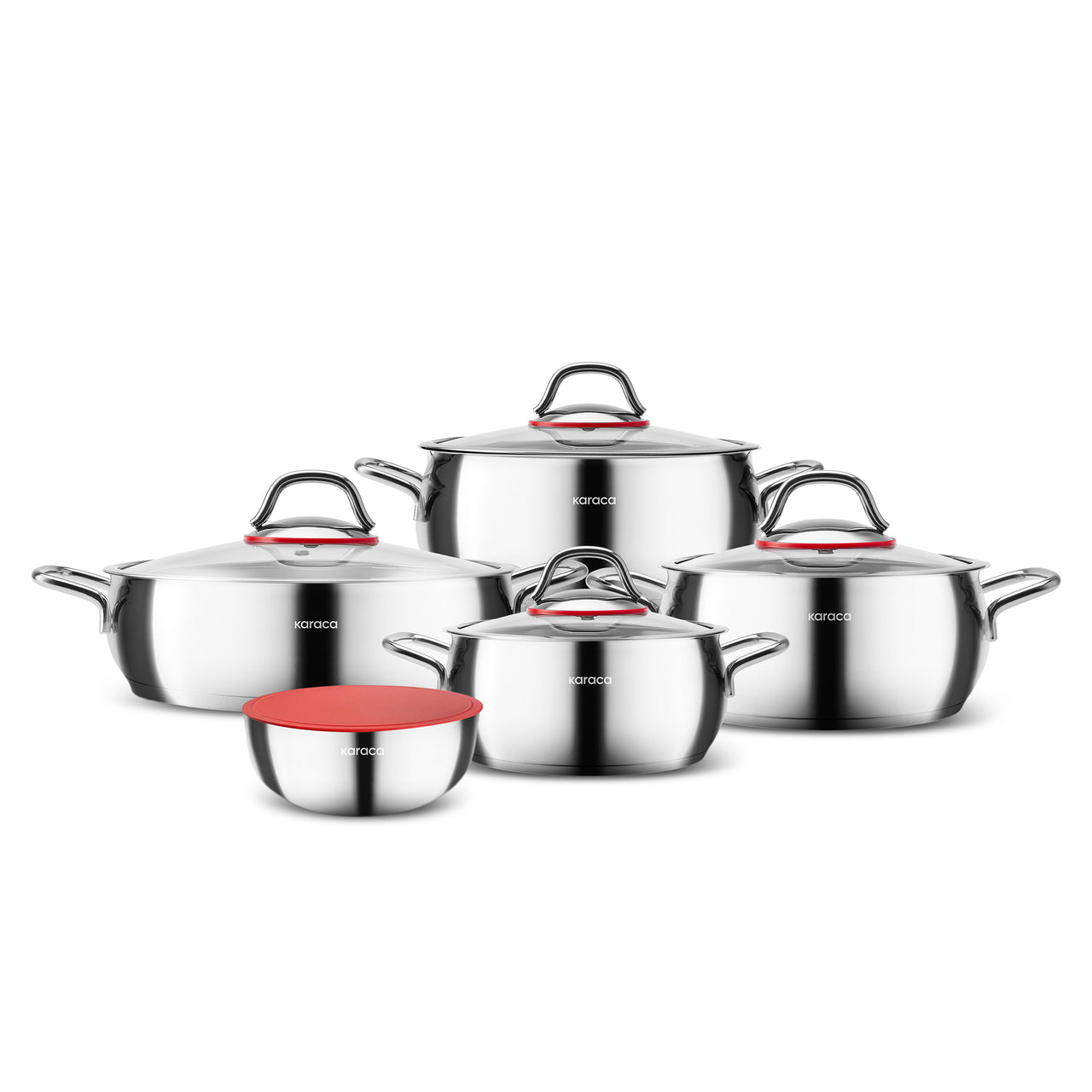 Karaca Emirgan XL 10-Piece Stainless Steel Induction Cookware Set with