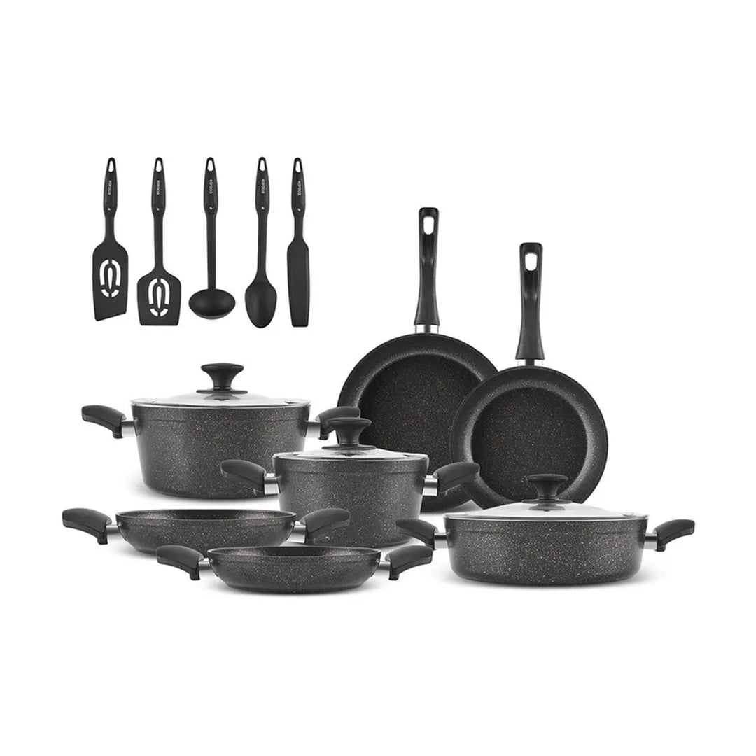 Karaca Blackgold Biogranite 15-Piece Non-Stick Induction Cookware Set,