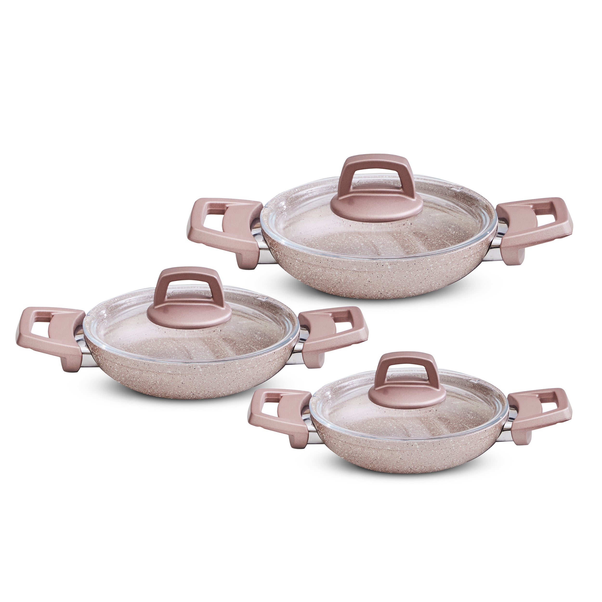 Karaca Rosegold Biogranite 6-Piece Induction Shallow Stock Pot Set, Ro