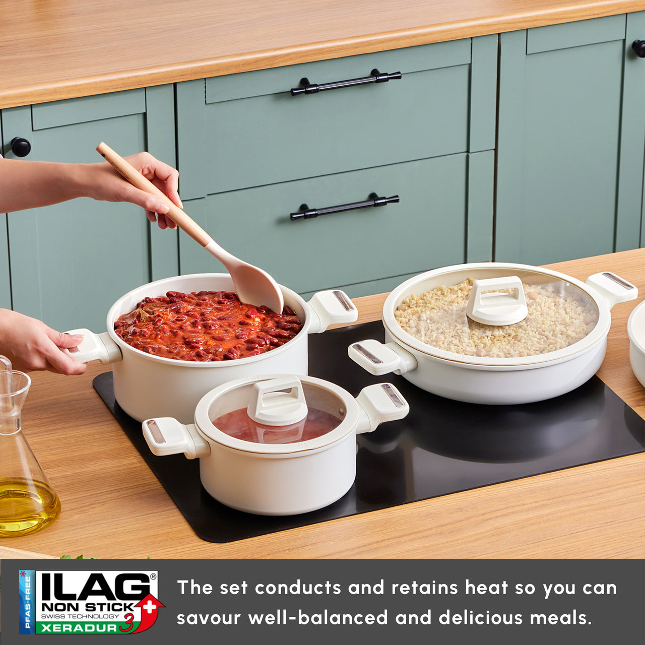 Karaca Swiss Crystal Valenti Ceramica 7-Piece Non-Stick Induction Cook