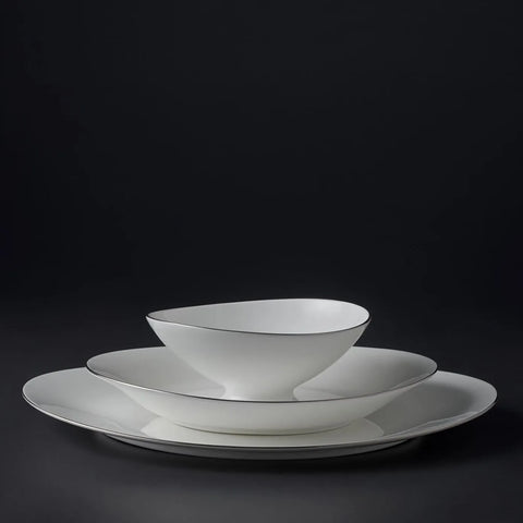 Jumbo Bone China Moon Platin 64-Piece Dinner Set for 12 People, Platin ...