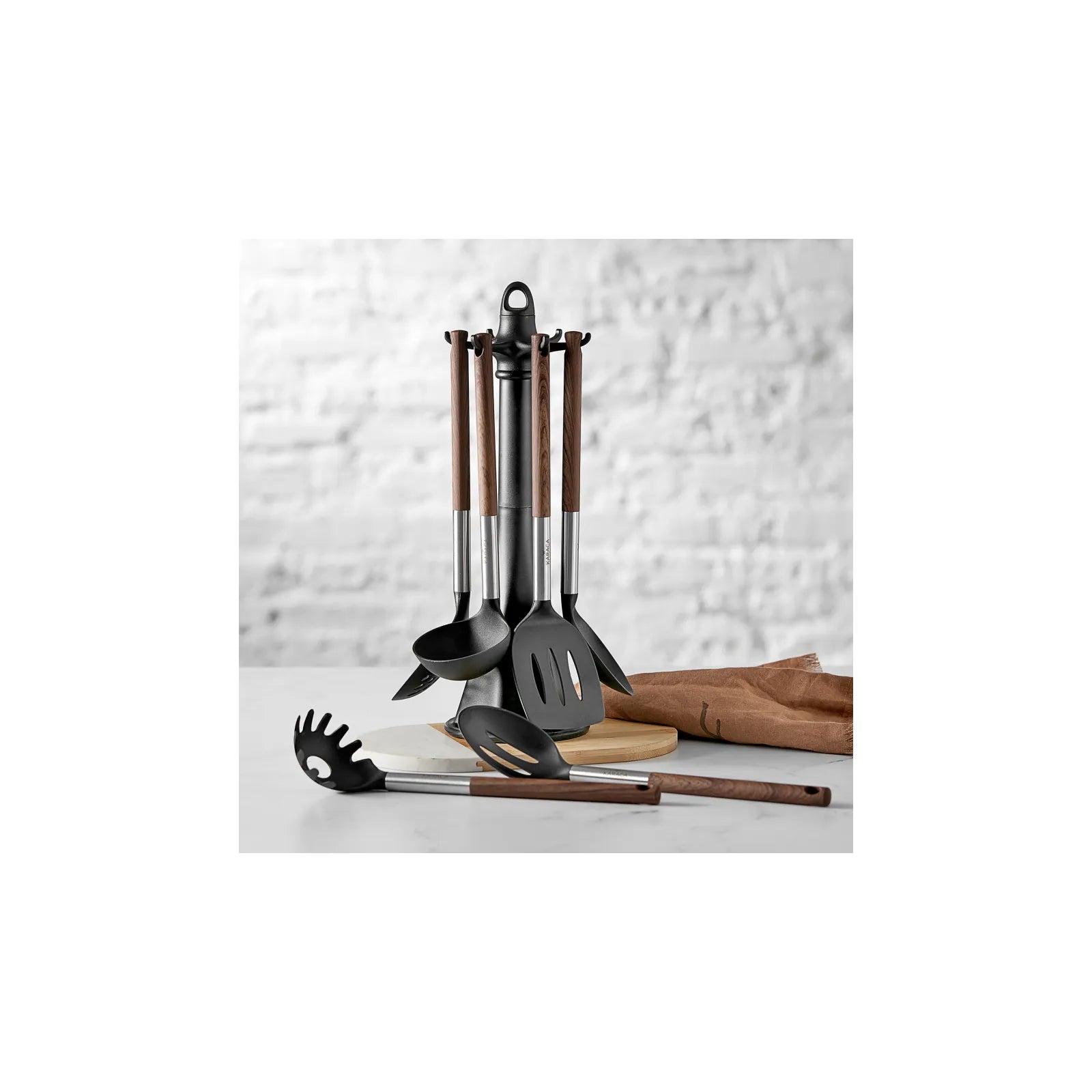 Karaca North Star 6 Piece Kitchen Utensil Set with Stand, Multi