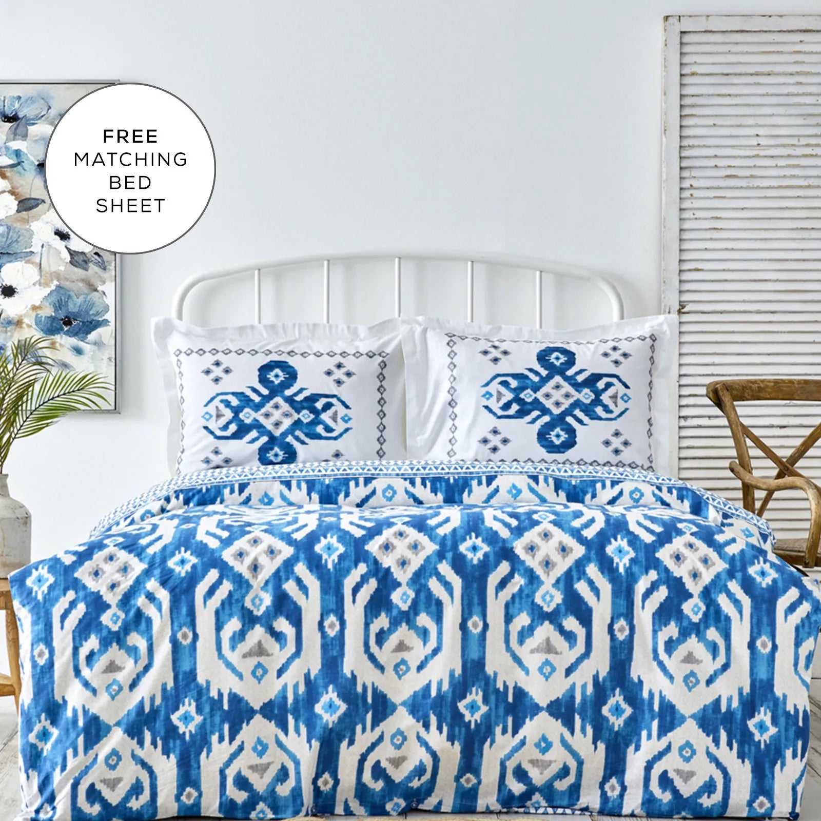 Karaca Home Neos 100% Turkish Cotton Duvet Cover Set with Bed Sheet, D