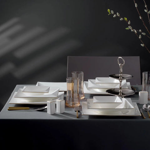 Jumbo Bone China Fold 58-Piece Dinner Set for 12 People, Gold – Karaca