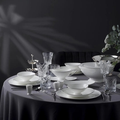 Jumbo Bone China Moon Platin 64-Piece Dinner Set for 12 People, Platin ...
