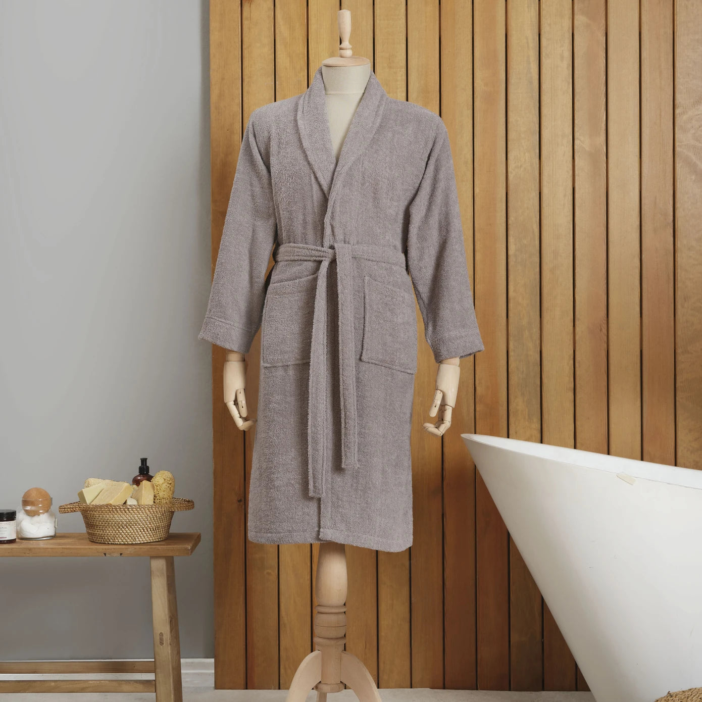 Karaca Home Dielle Recycle Bathrobe, L/XL, Grey