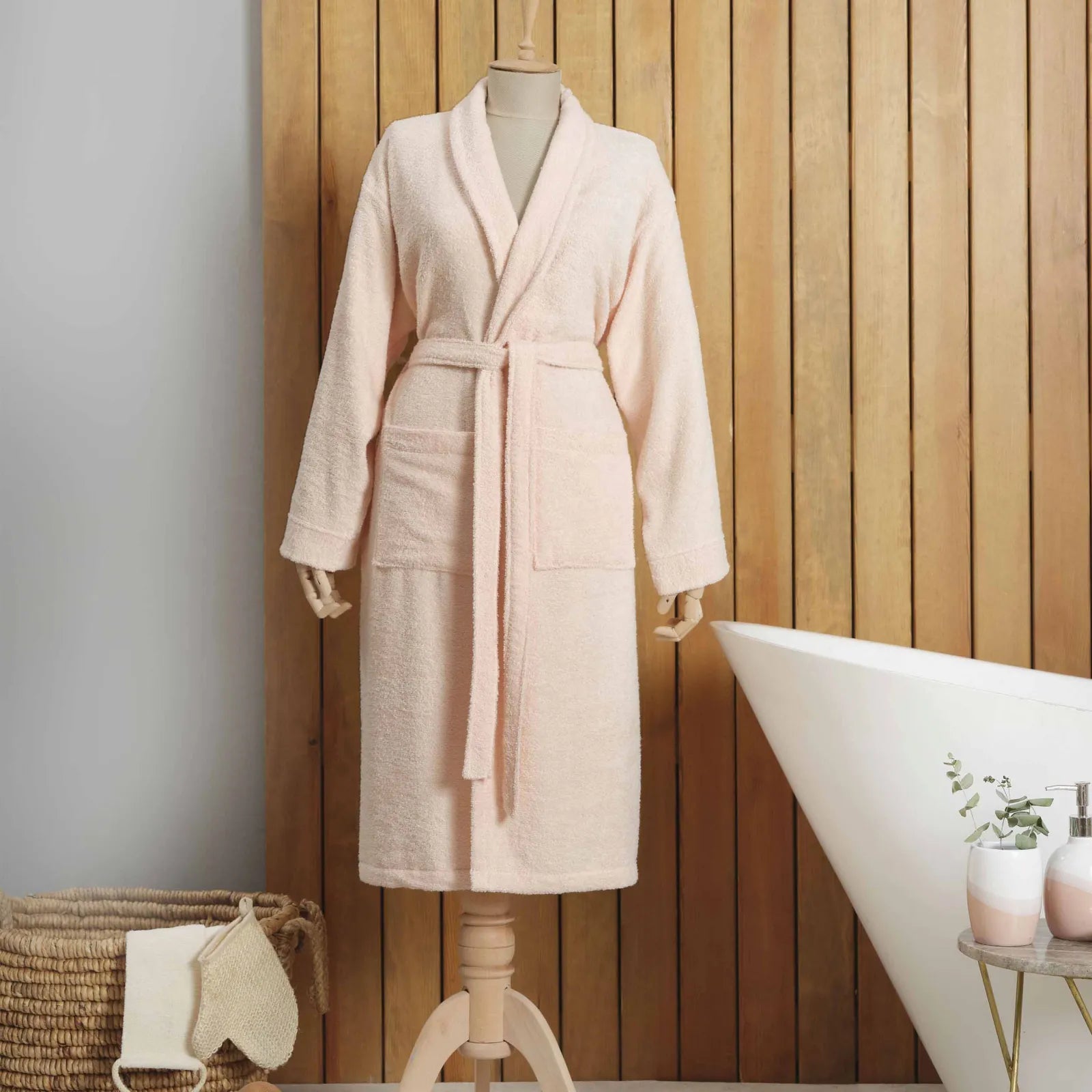 Karaca Home Dielle Recycle Bathrobe, L/XL, Powder