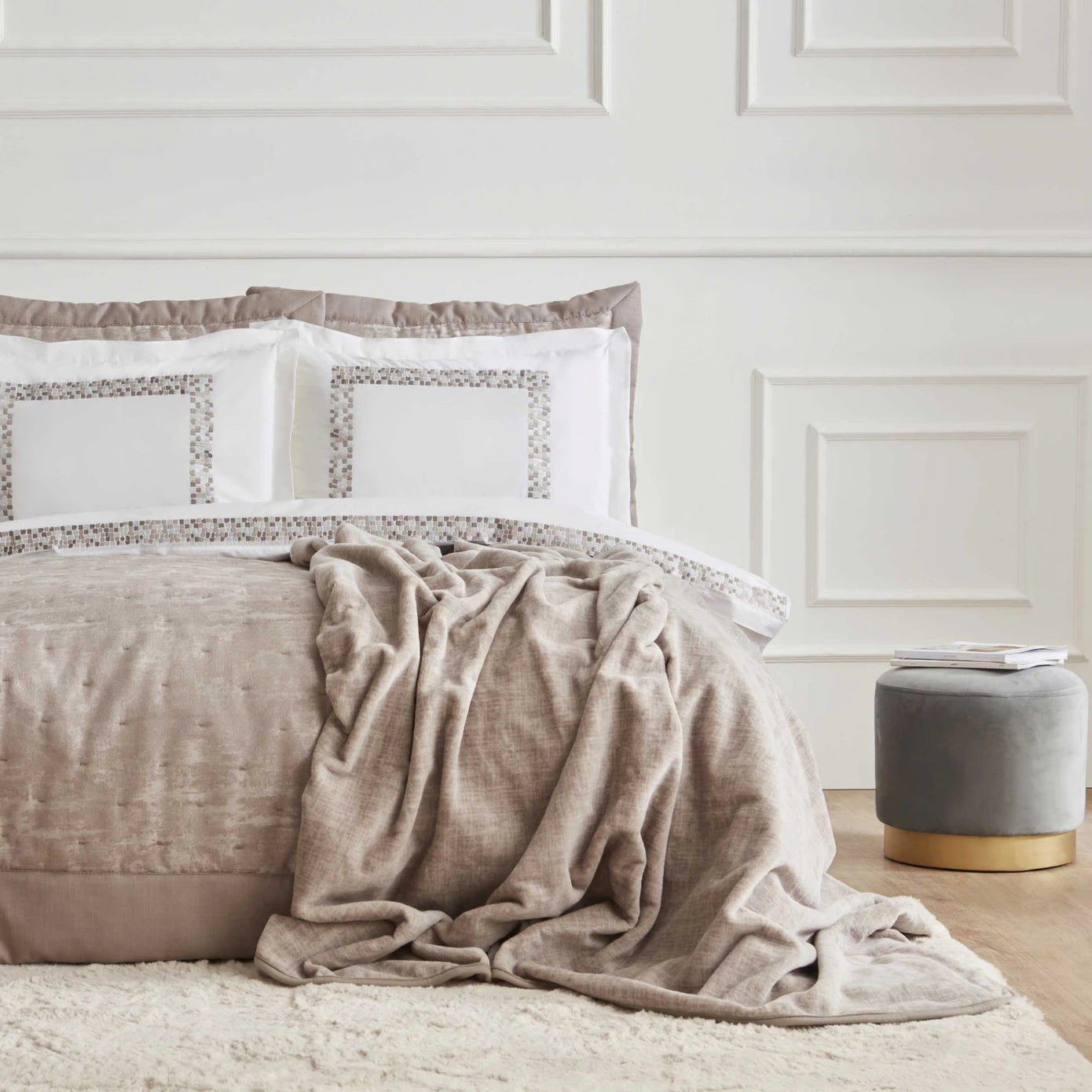 Karaca Home Bride Coll Bianca Bedding Set, Double, Stone