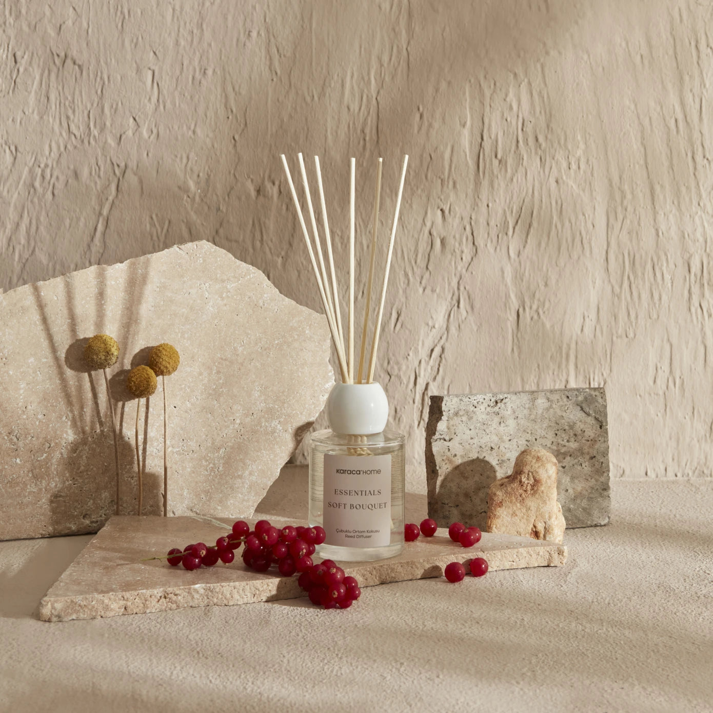 Karaca Home Essentials Soft Bouquet Reed Diffuser, 100 ml, Light Pink