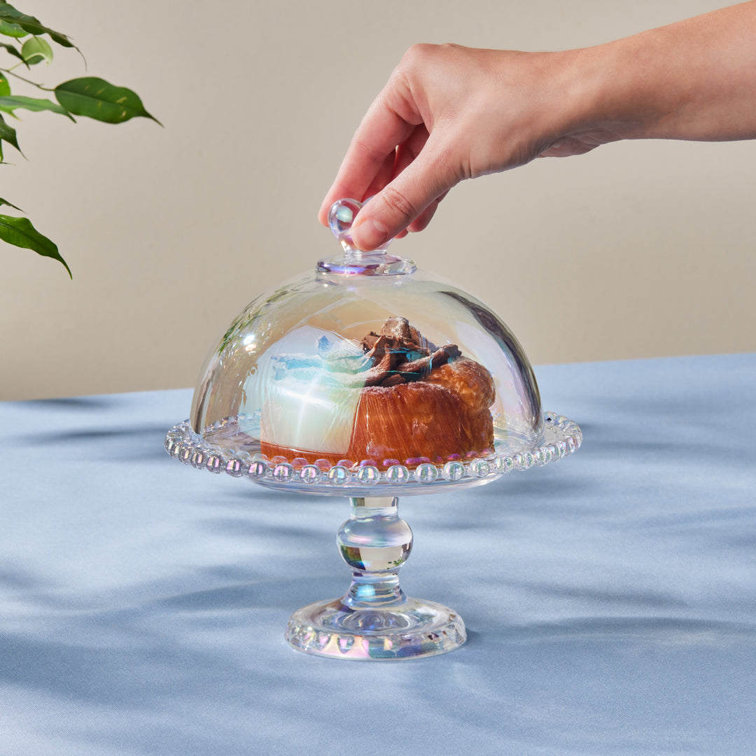 Karaca Rory Glass Cake Dome with Stand, 19cm, Clear