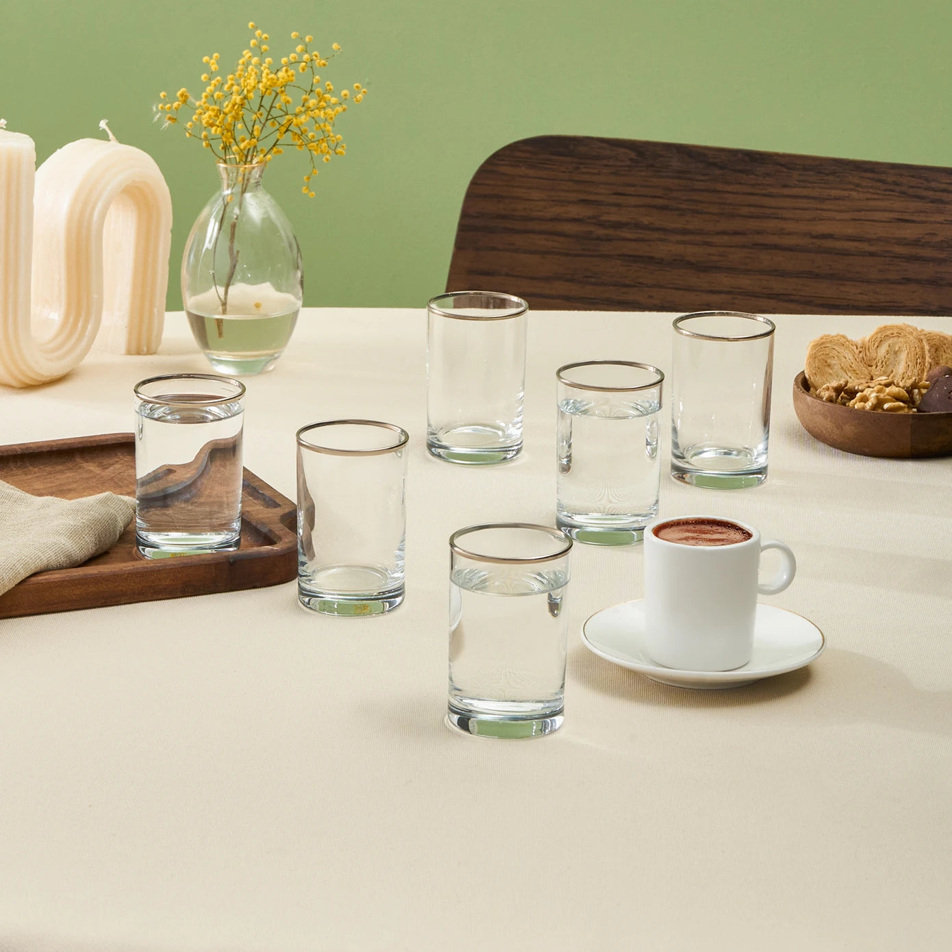 Karaca Işıl 6-Piece Glass Small Water Glass Set for 6 Person, 110ml, P
