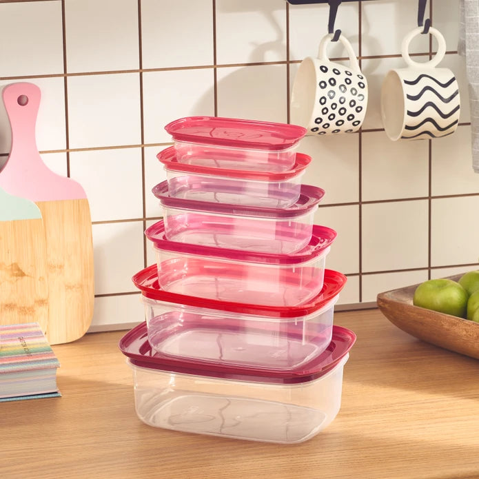 Karaca Vicks Velvet 6-Piece Storage Container, Red