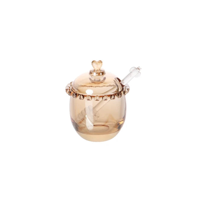 Karaca Glory Glass Honey Storage Jar, 9cm, Amber