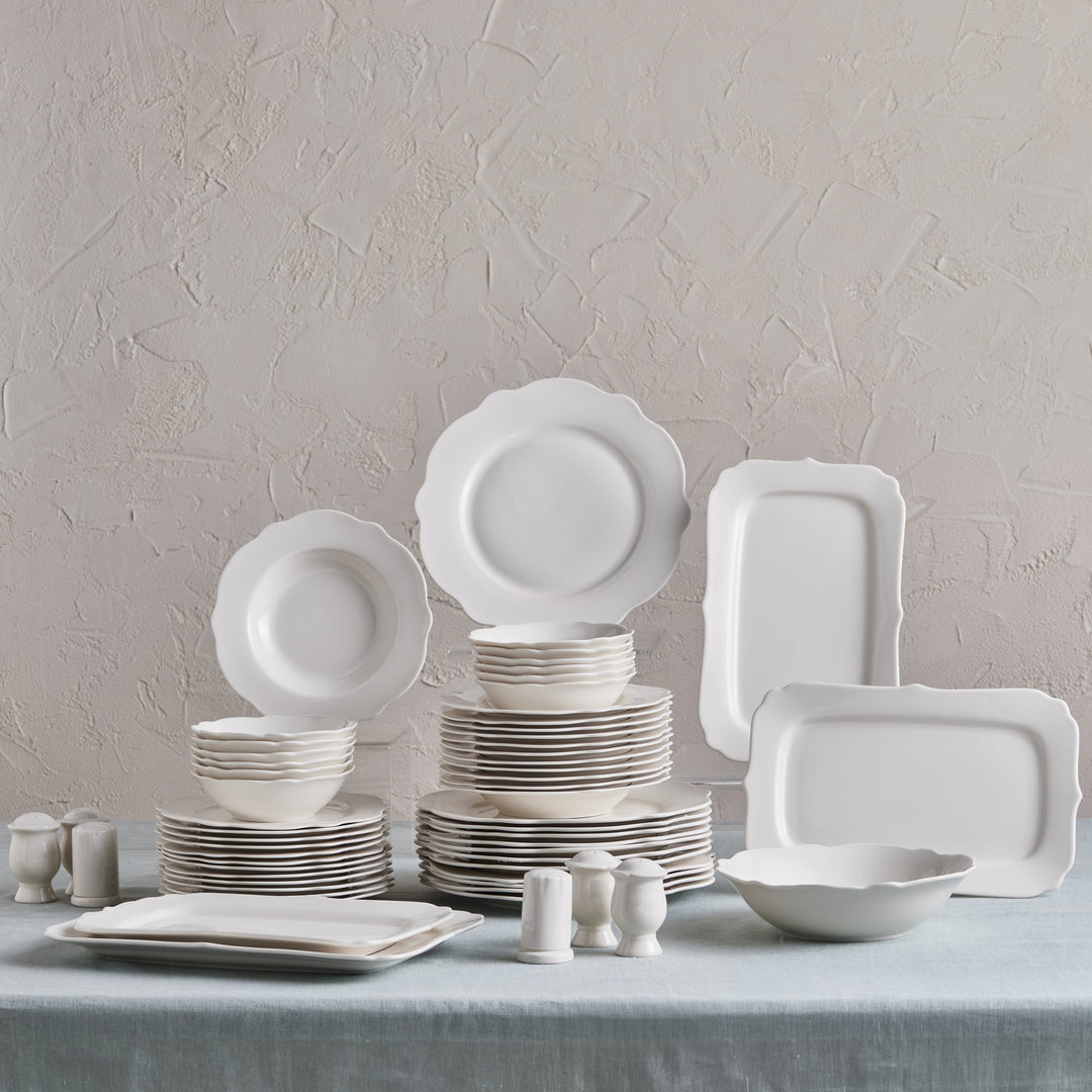 Karaca Vera 59-Piece Half Square Porcelain Dinner Set for 12 People, W