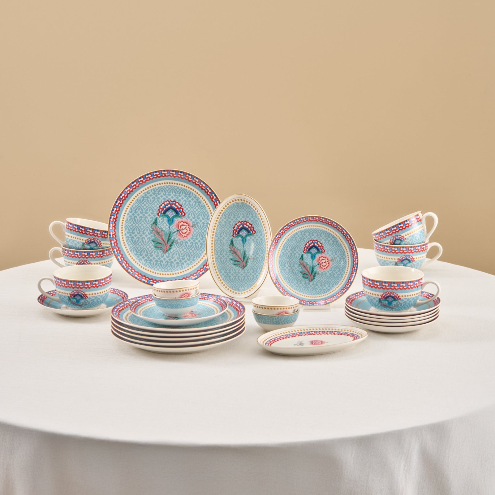 Karaca Forever Bone China Spello 26-Piece Serveware Set for 6 People,