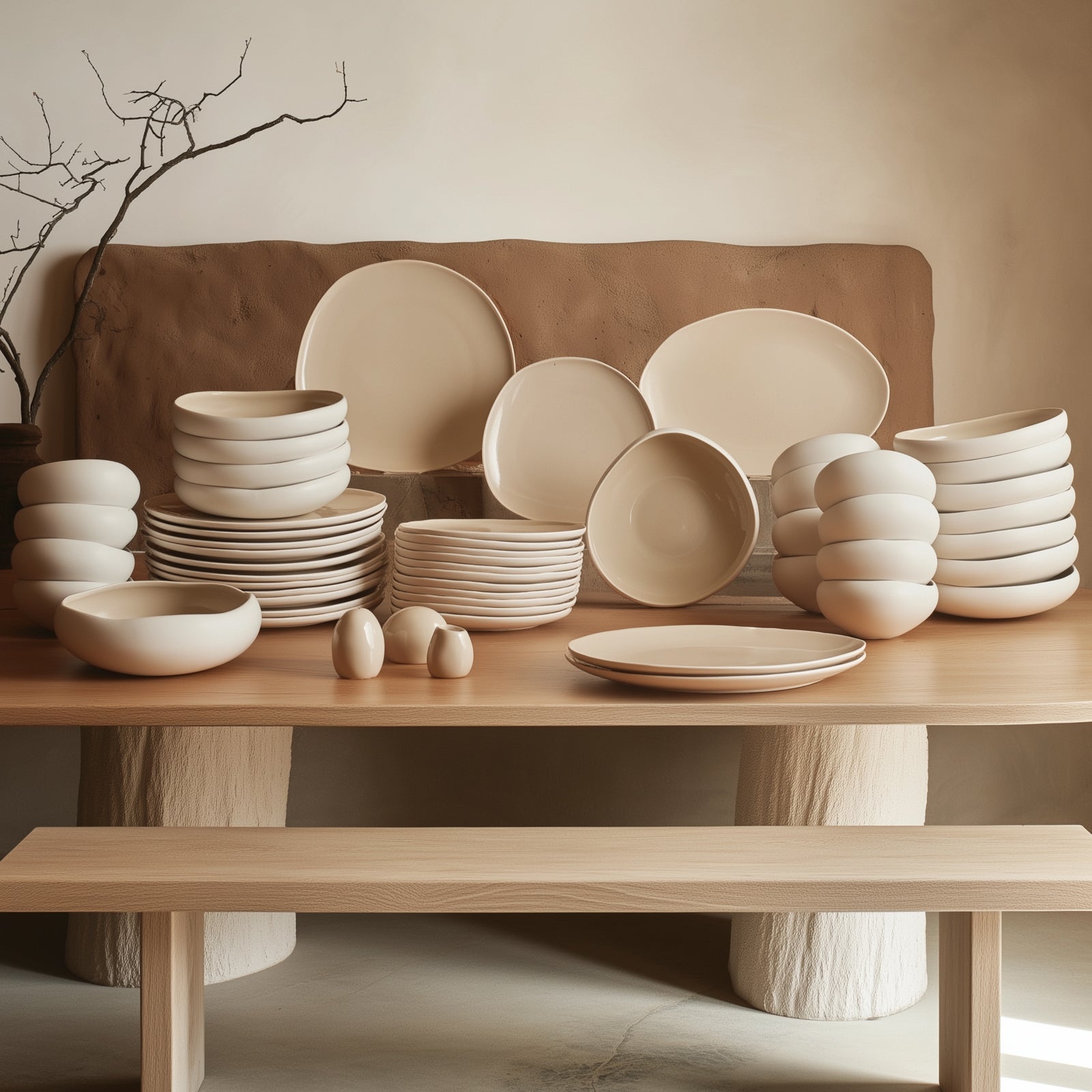 Karaca Earth Collection New Cupid 55-Piece Stoneware Dinner Set for 12