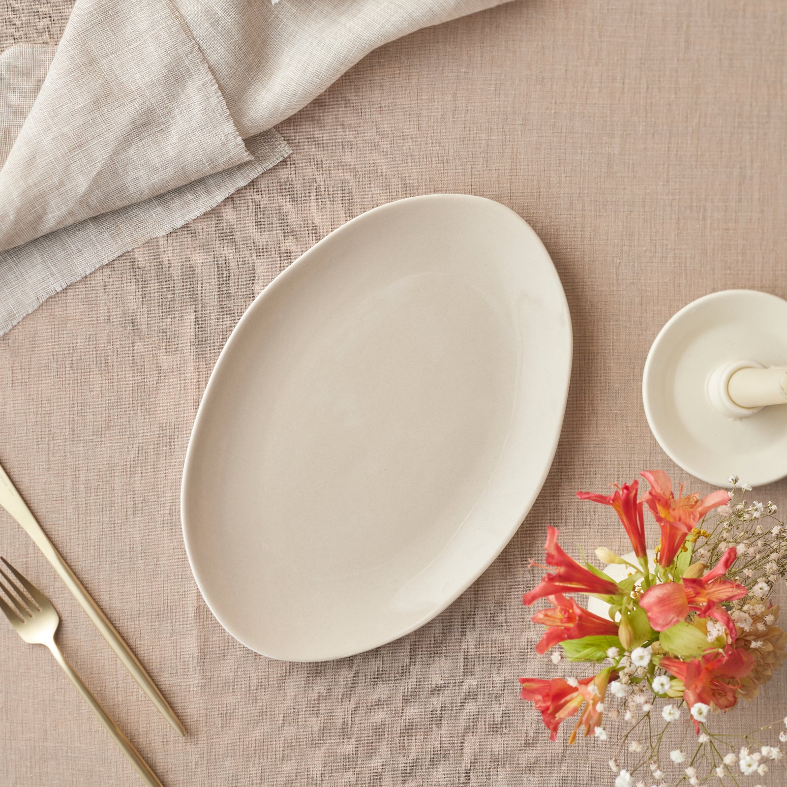 Karaca Earth Collection New Cupid Serving Platters, 30cm, Beige White