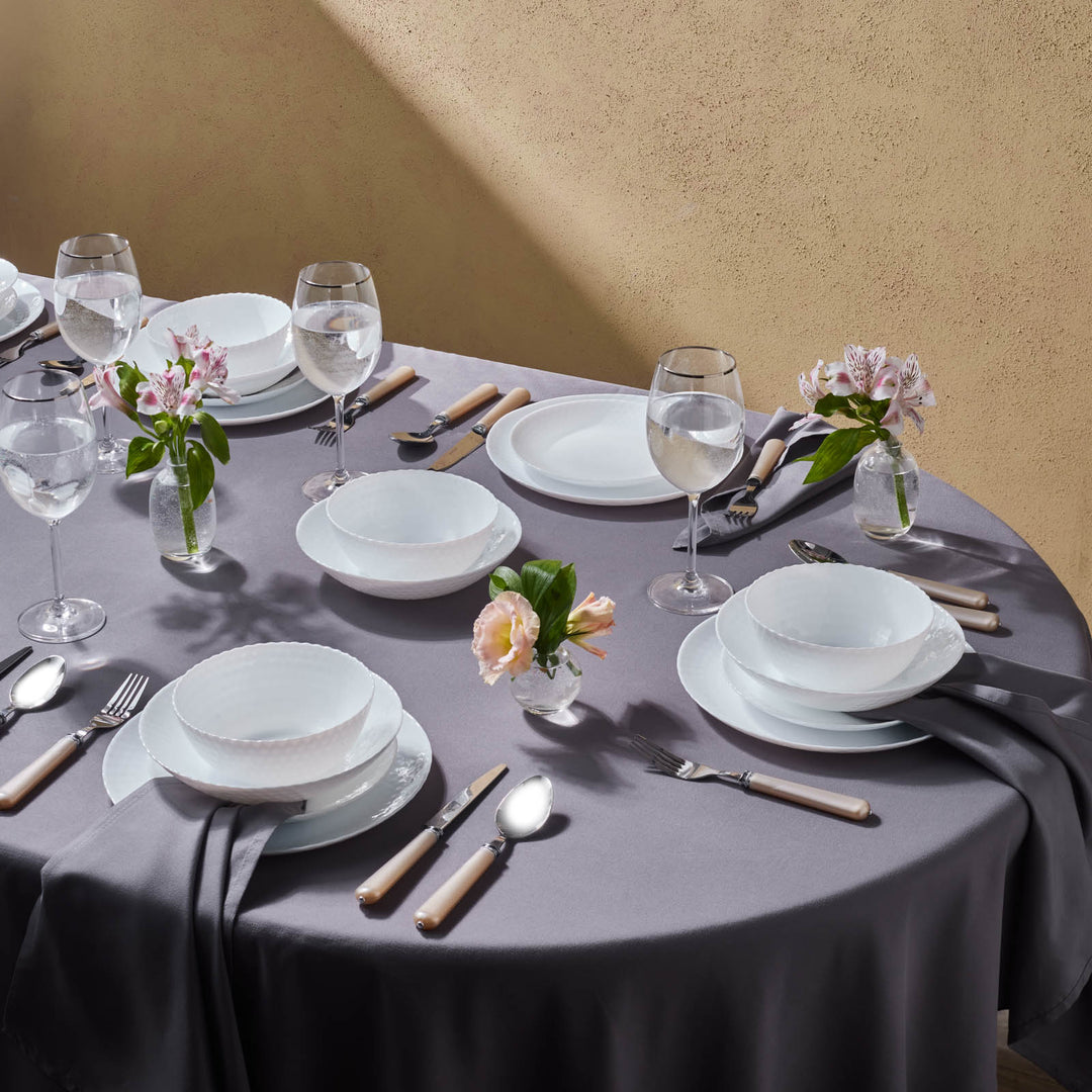 Karaca Diamond 24-Piece Glass Dinner Set for 6 People, White