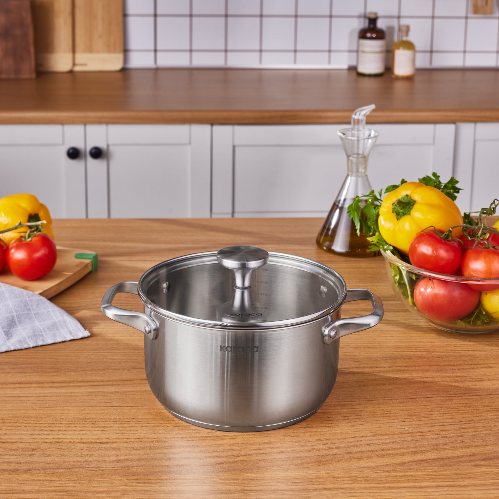 Karaca Elite Stainless Steel Induction Stock Pot & Lid, 20cm, Silver