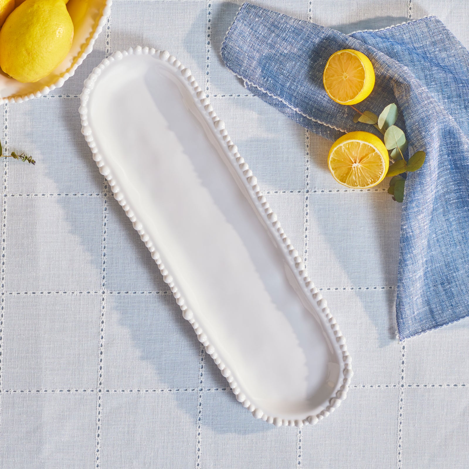 Karaca Perla Melamine Large Serving Platter, 44cm, White