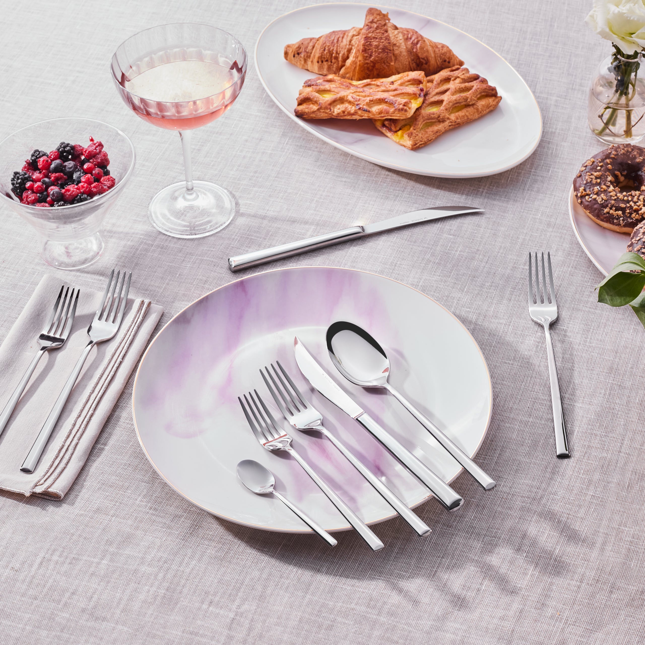 Karaca Tivoli 30-Piece Stainless Steel Cutlery Set for 6 People, Silve