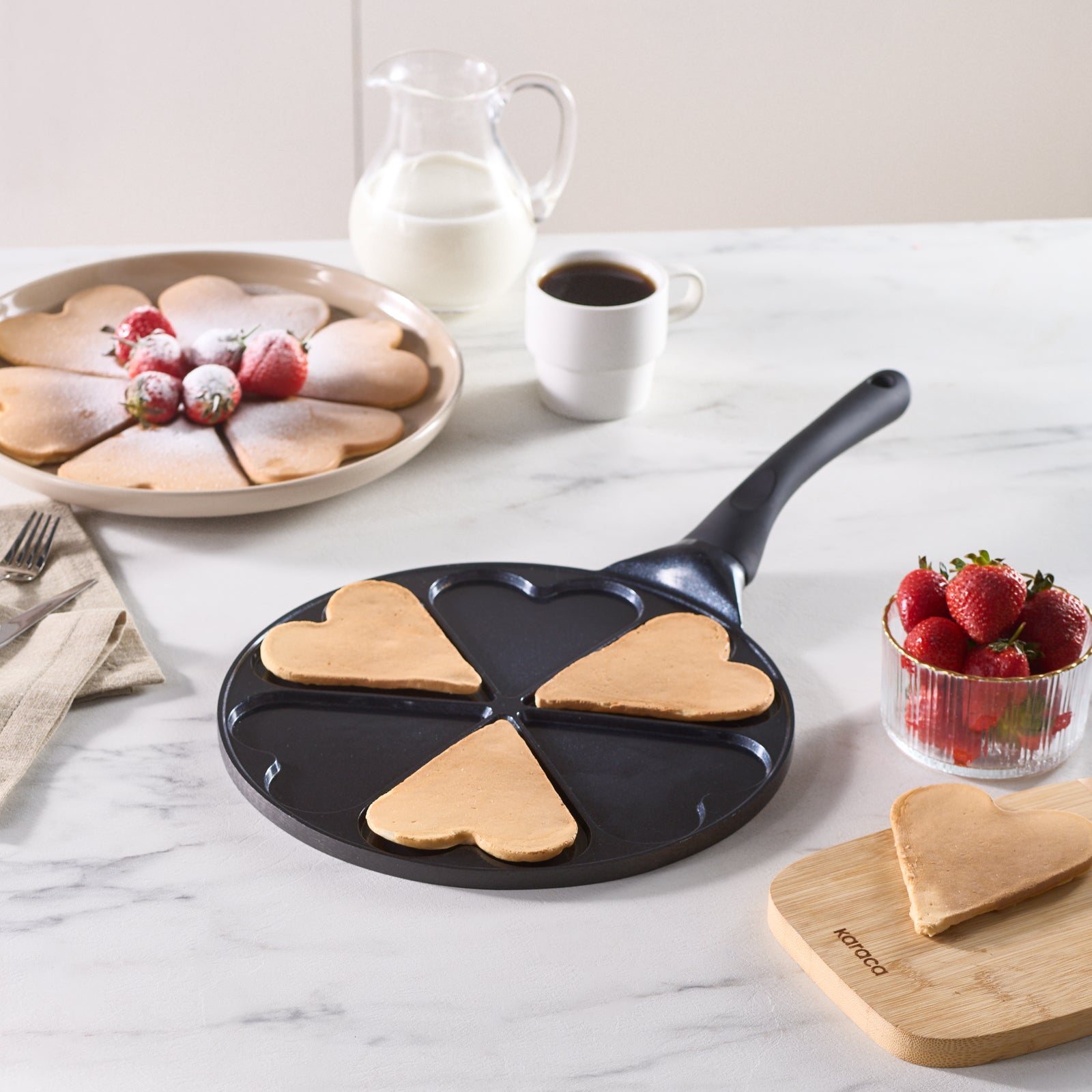 Karaca Fluffy Love Non-Stick Induction Ceramic Coating Pancake Pan, 26