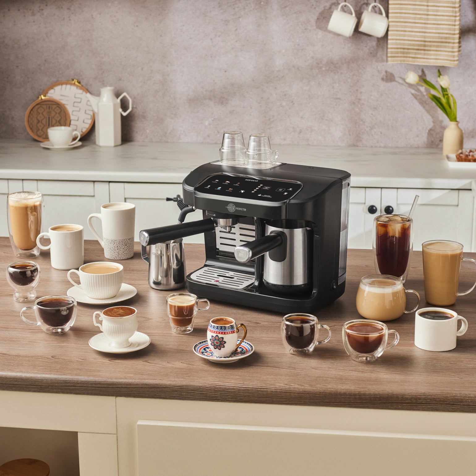 Karaca Hatır Perfetto Espresso and Turkish Coffee Machine, 1900W, 1,8L