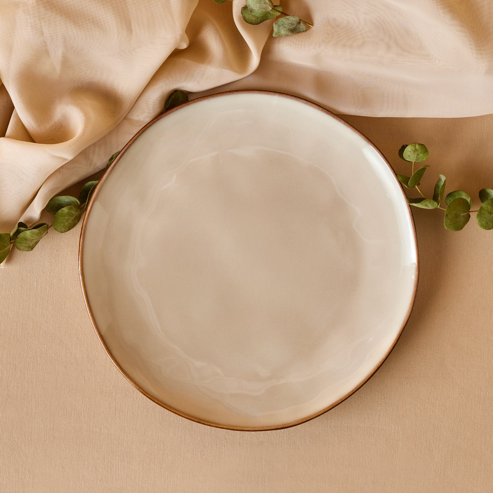 Karaca Aria Reactive Glaze Pizza Plate, 32cm, Beige