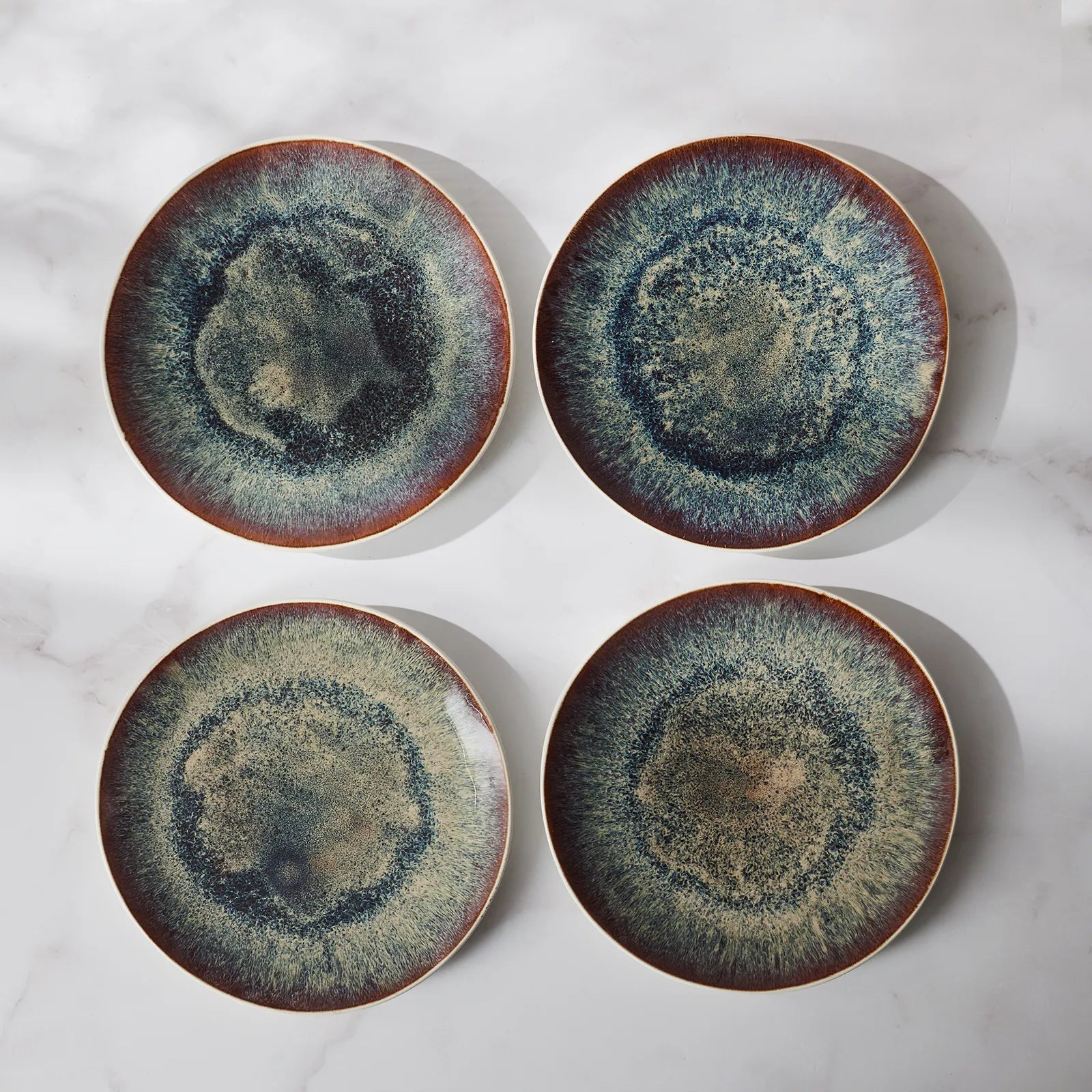 Karaca Galactic Reactive Glaze 4-Piece Dinner Plate Set for 4 People,