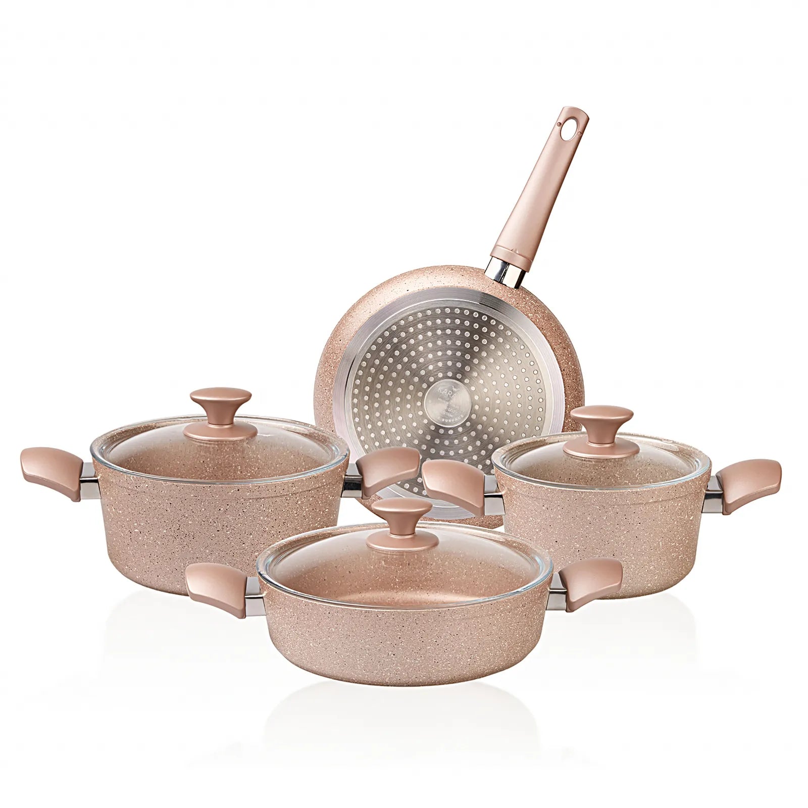 Karaca Biogranite 7-Piece Non-Stick Induction Cookware Set, Rose