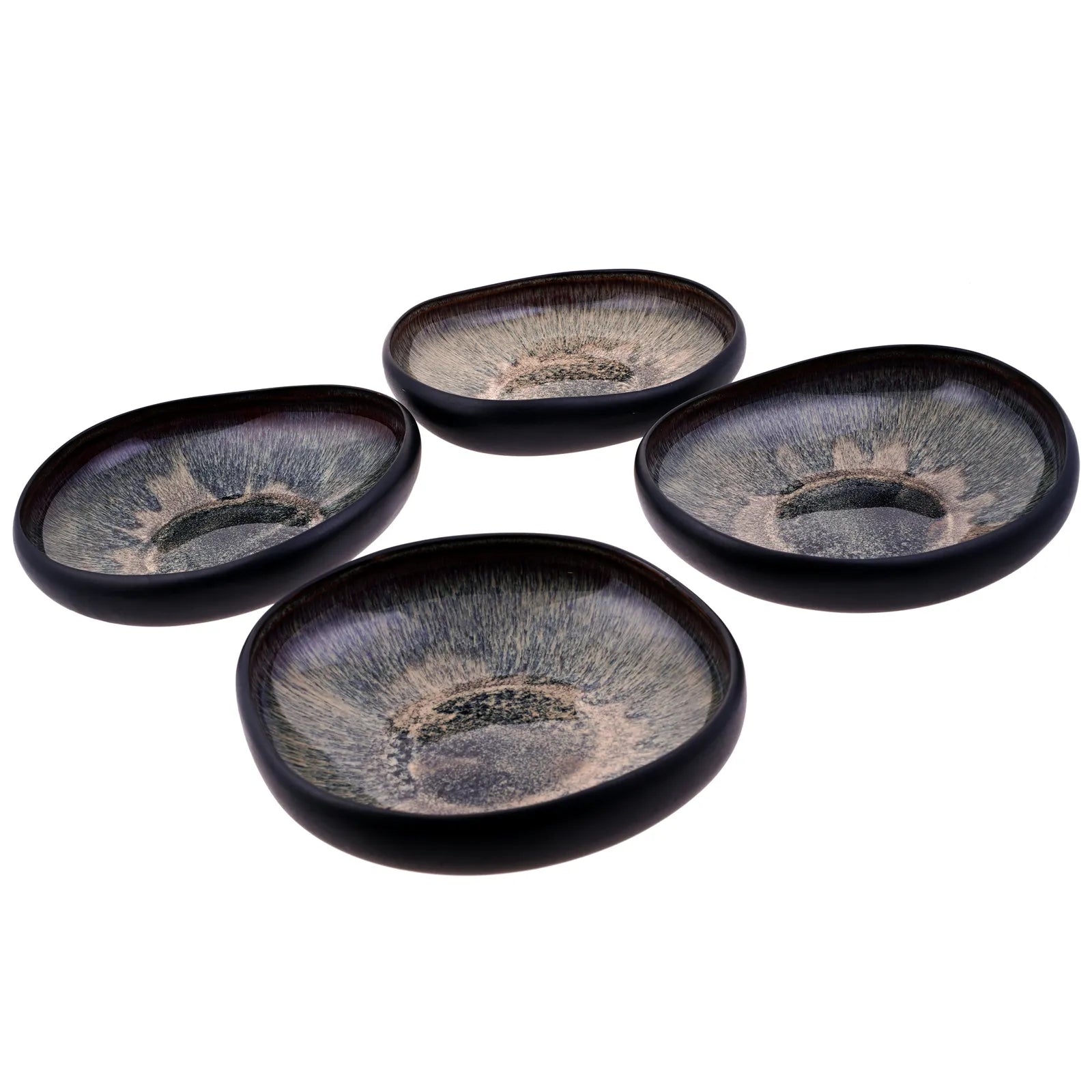 Karaca Galactic Reactive Glaze Pasta Bowl Set for 4 People, 21cm, Blac