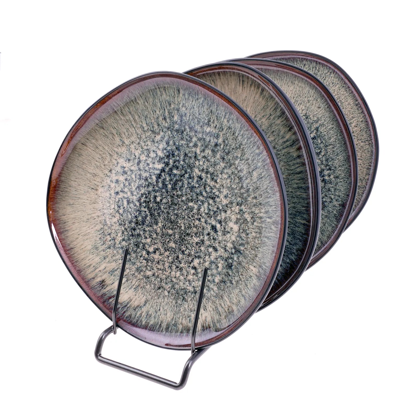 Karaca Galactic Reactive Glaze Serveware Set for 4 People, 21.5cm, Bla