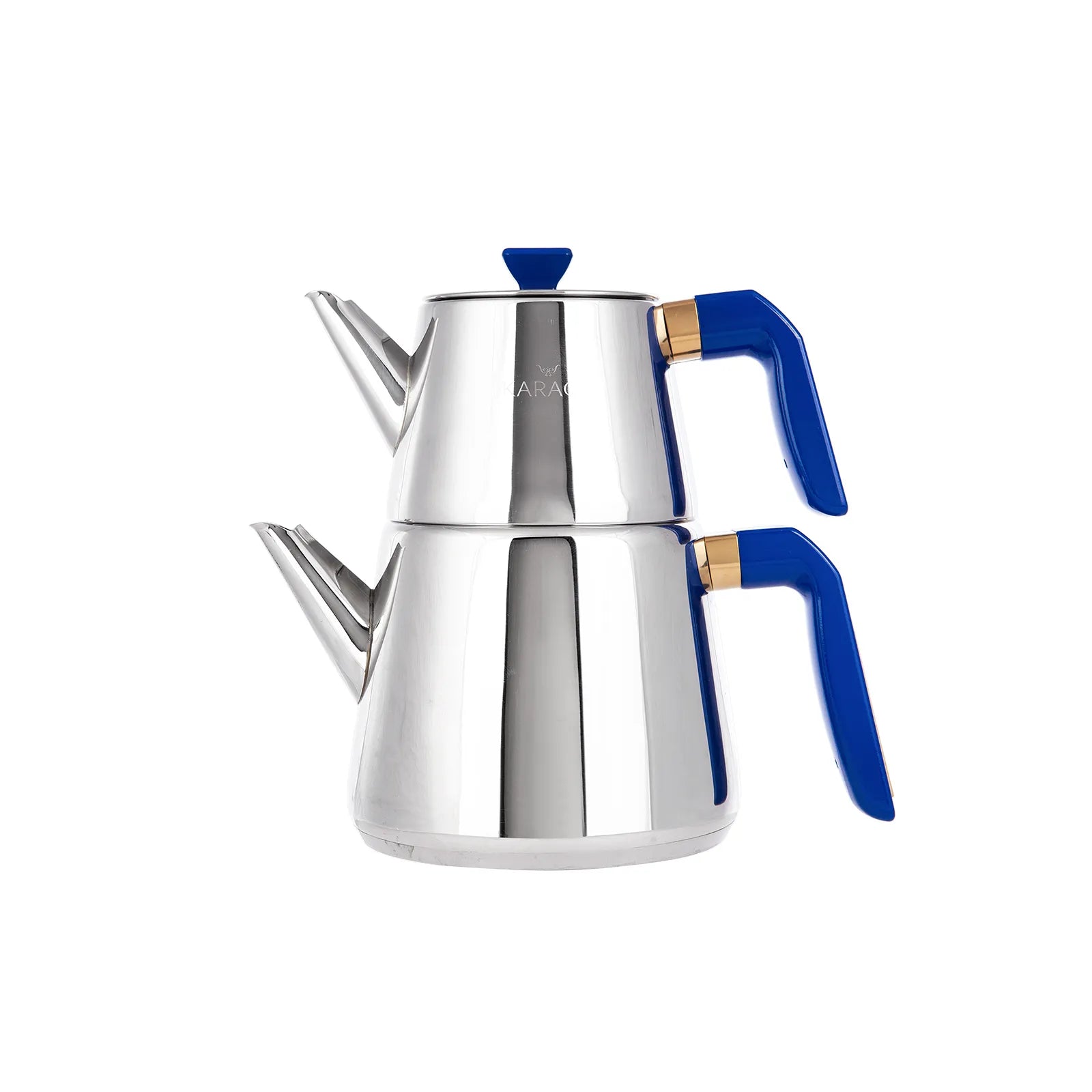 Karaca Piramit Stainless Steel Induction Teapot Set, Medium, Dark Blue