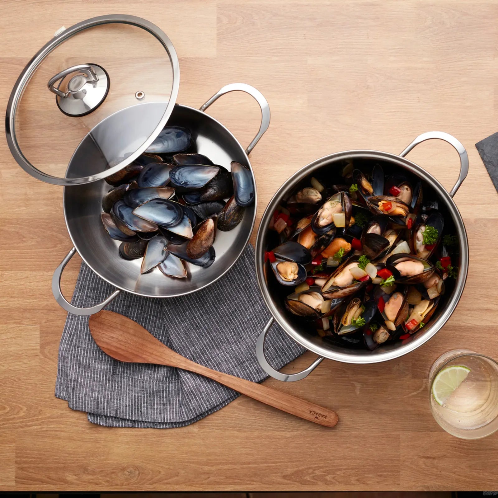 Karaca Love of Kitchen Stainless Steel Induction Mussel Pan, 20cm, Sil