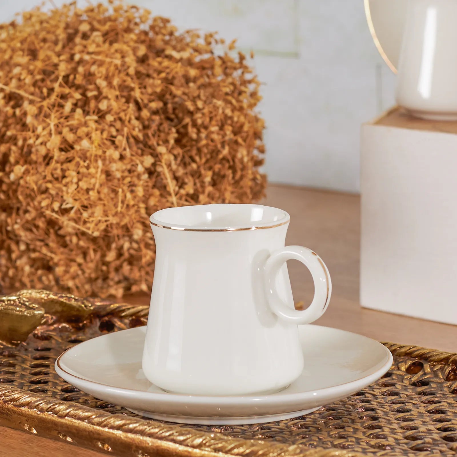 Karaca Wing 12-Piece Porcelain Espresso Turkish Coffee Cup Set for 6 P