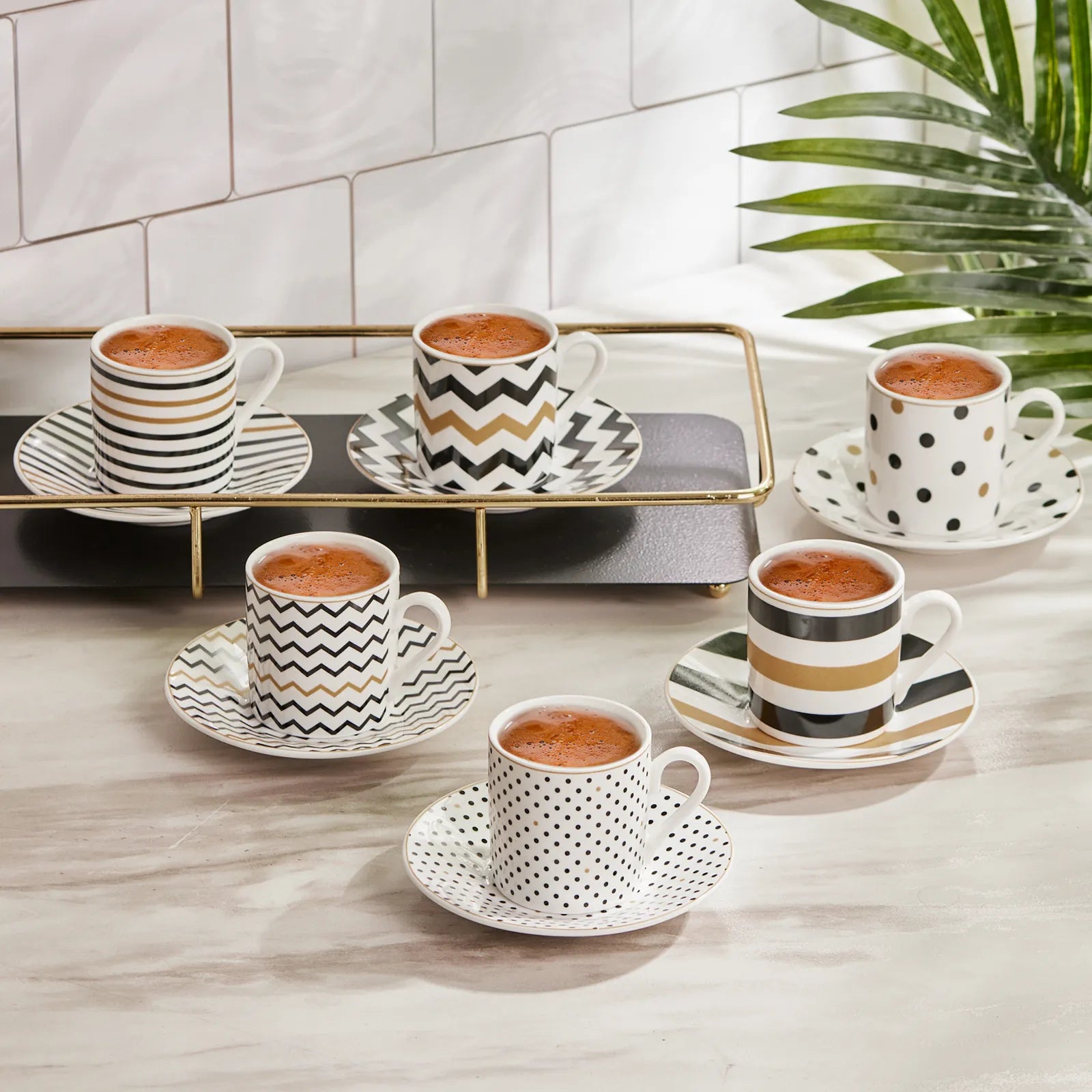 Karaca Nossa 12-Piece Porcelain Espresso Turkish Coffee Cup for 6 Peop