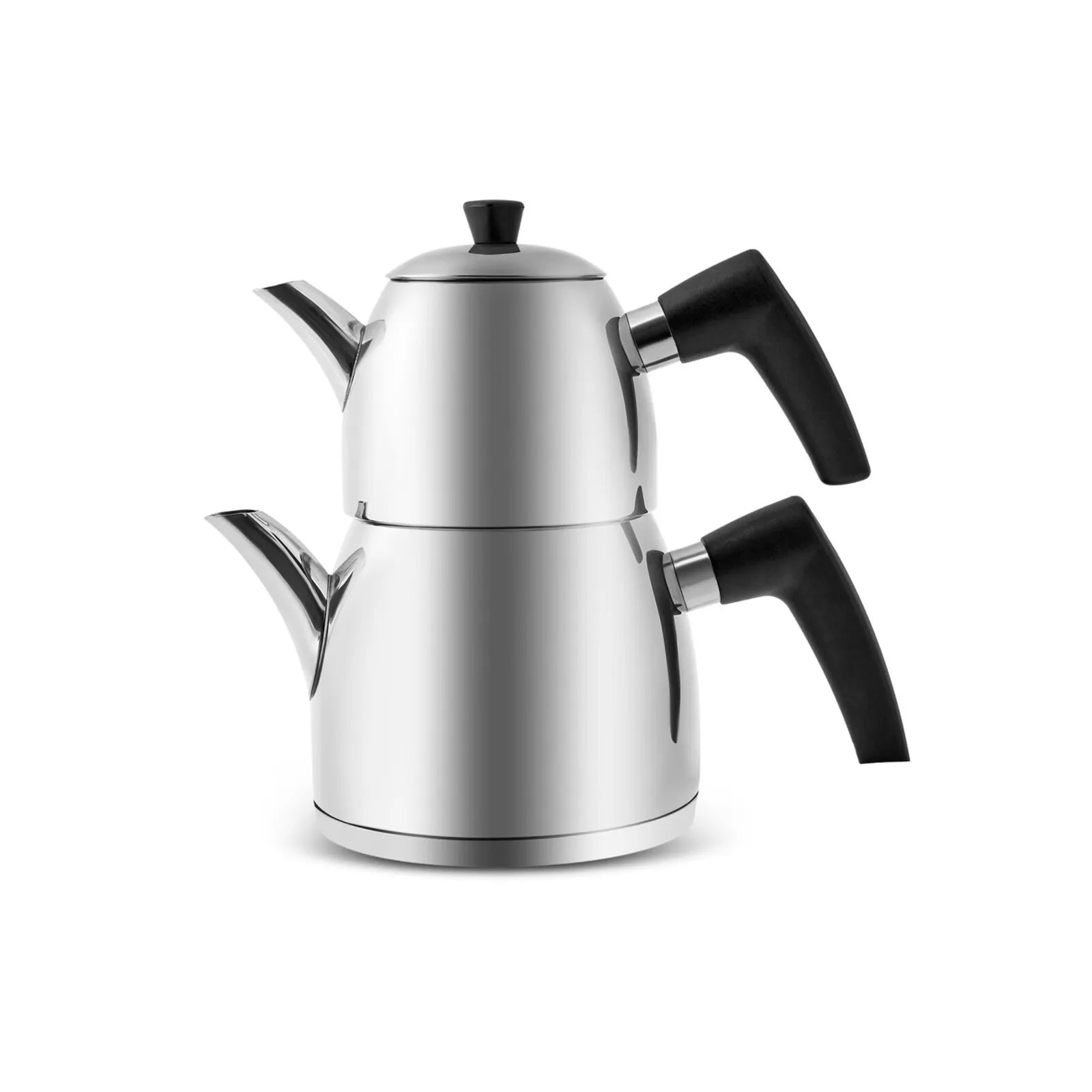 Karaca Roya Stainless Steel Induction Teapot Set, Medium, Silver Black