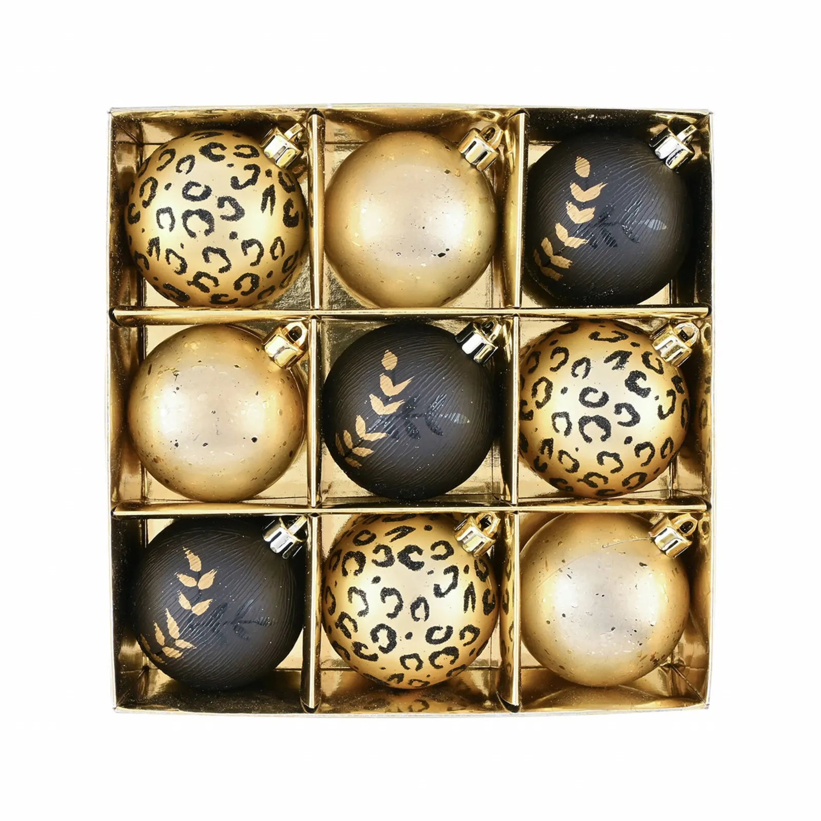 Karaca Home New Year Christmas Leopard Tree Bauble Set, 9 Piece, 6cm,