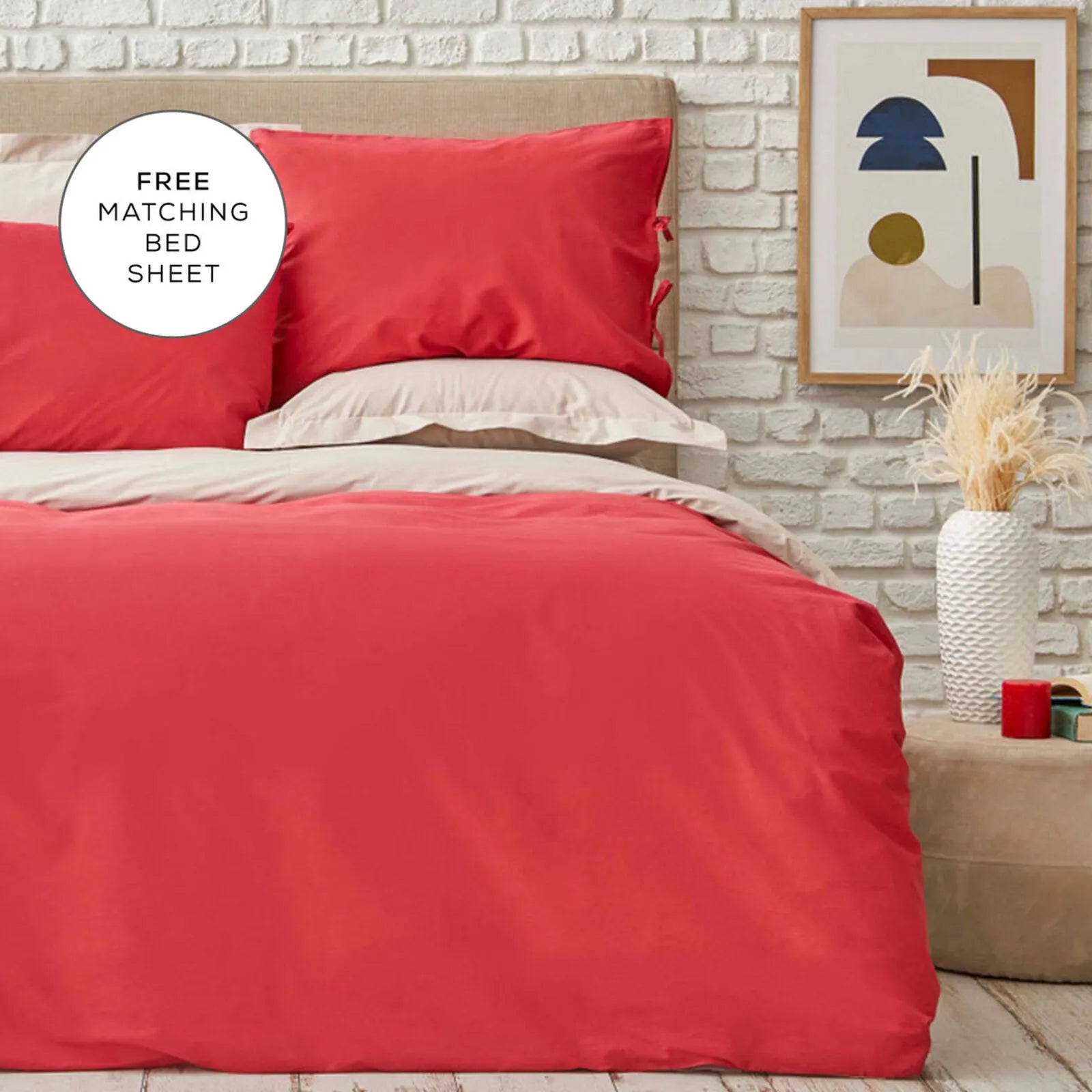 Karaca Home Basic 100% Turkish Cotton Duvet Cover Set with Bed Sheet,