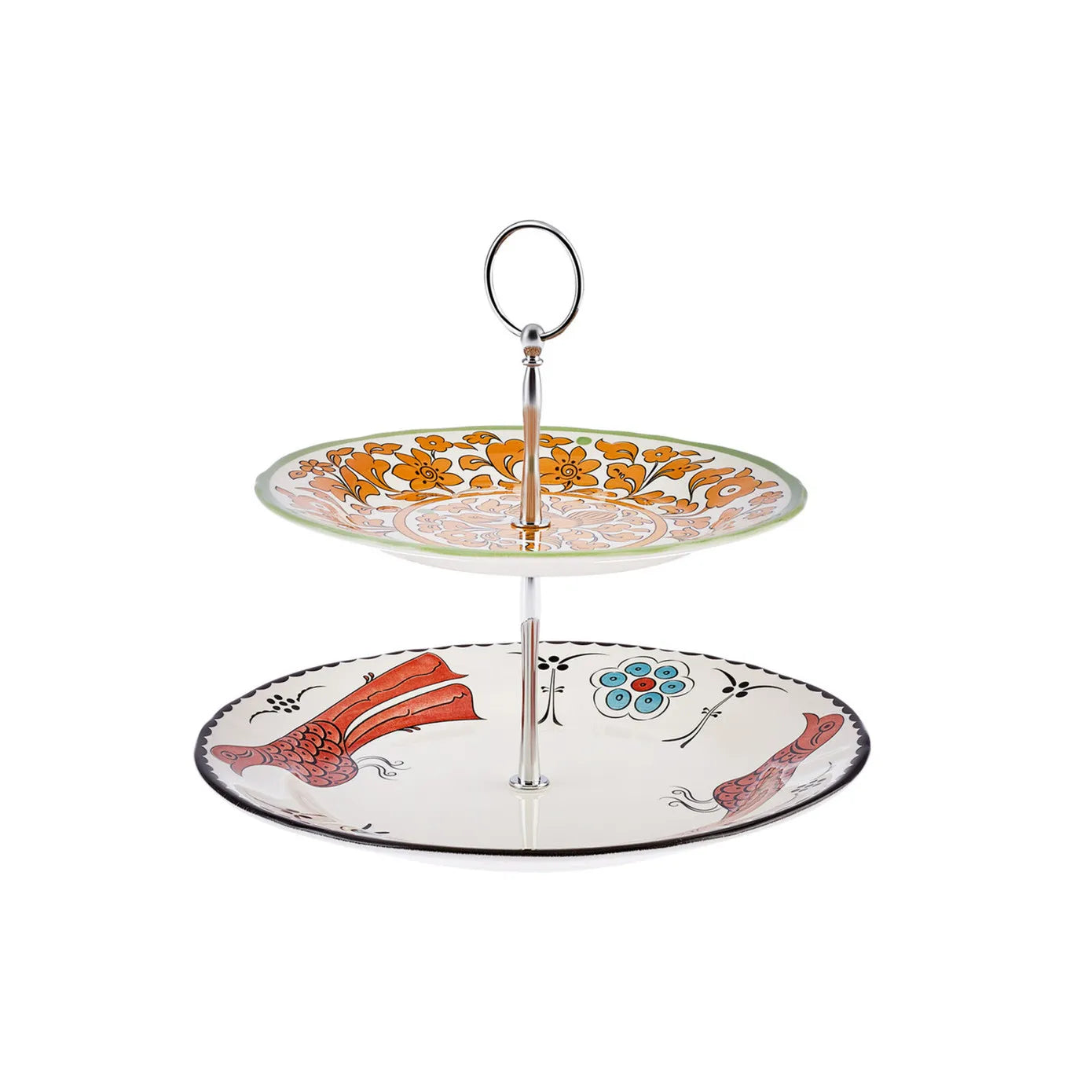 Karaca Paye Seljuk Collection Porcelain 2-Tier Cake Stand, 17cm, Red M