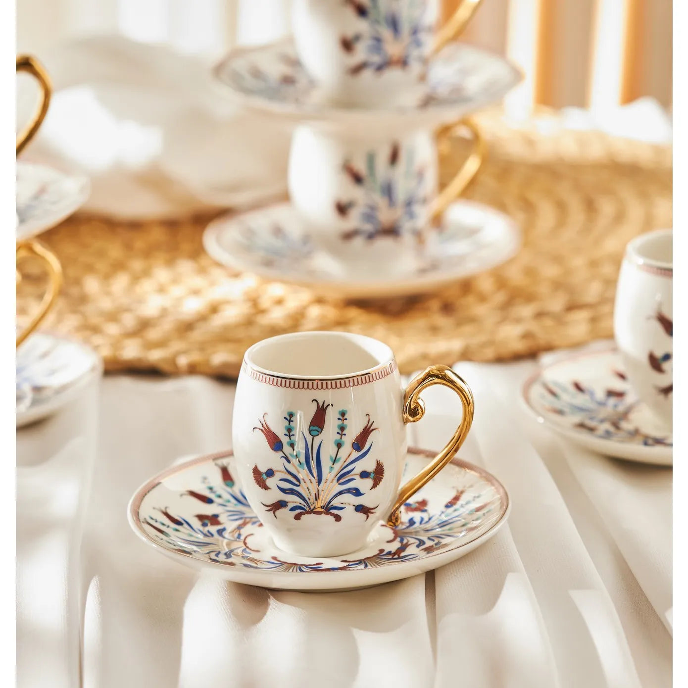 Karaca Finike 12 Piece Porcelain Espresso Turkish Coffee Cup for 6 Peo