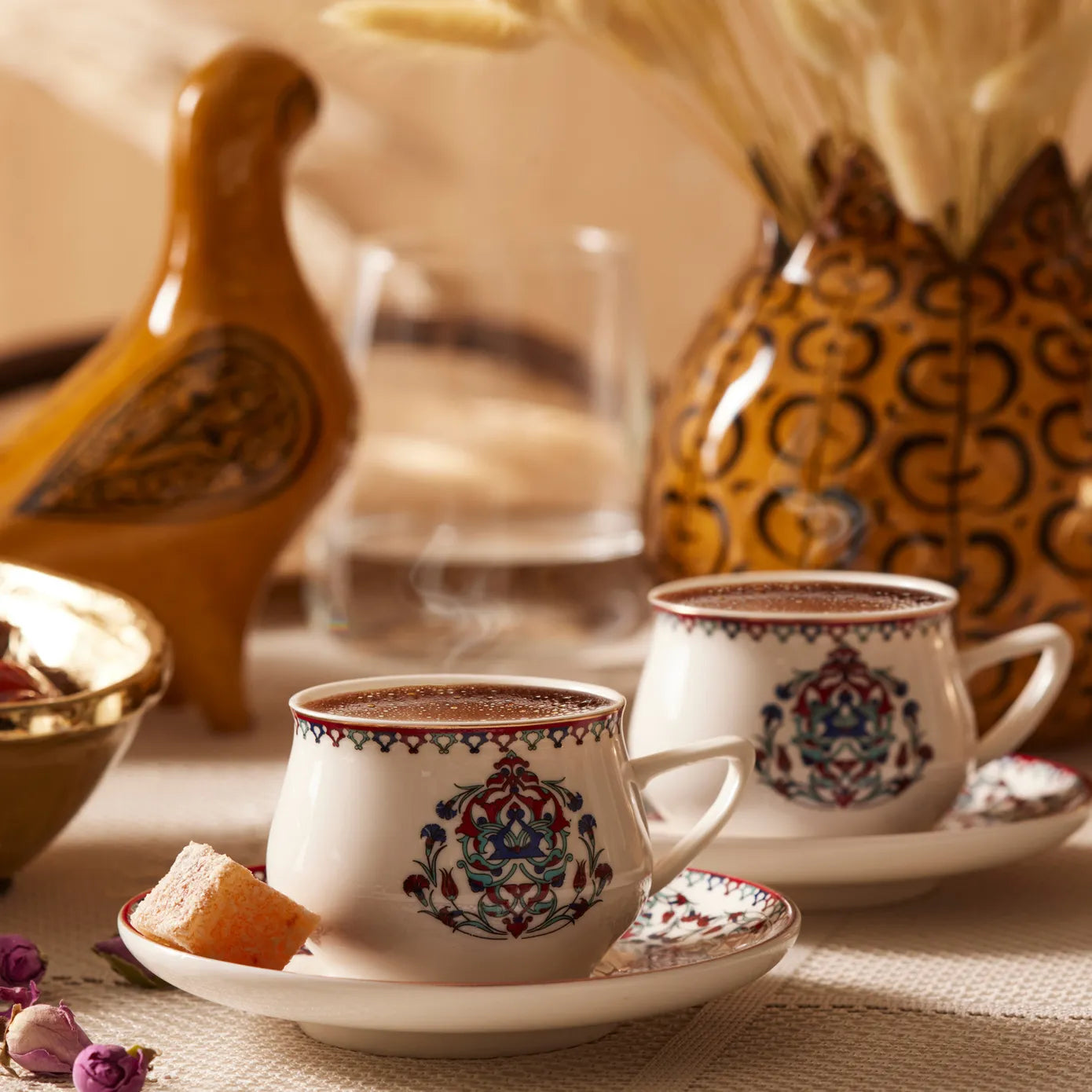Karaca Nakkaş 12-Piece Porcelain Espresso Turkish Coffee Cup Set for 6