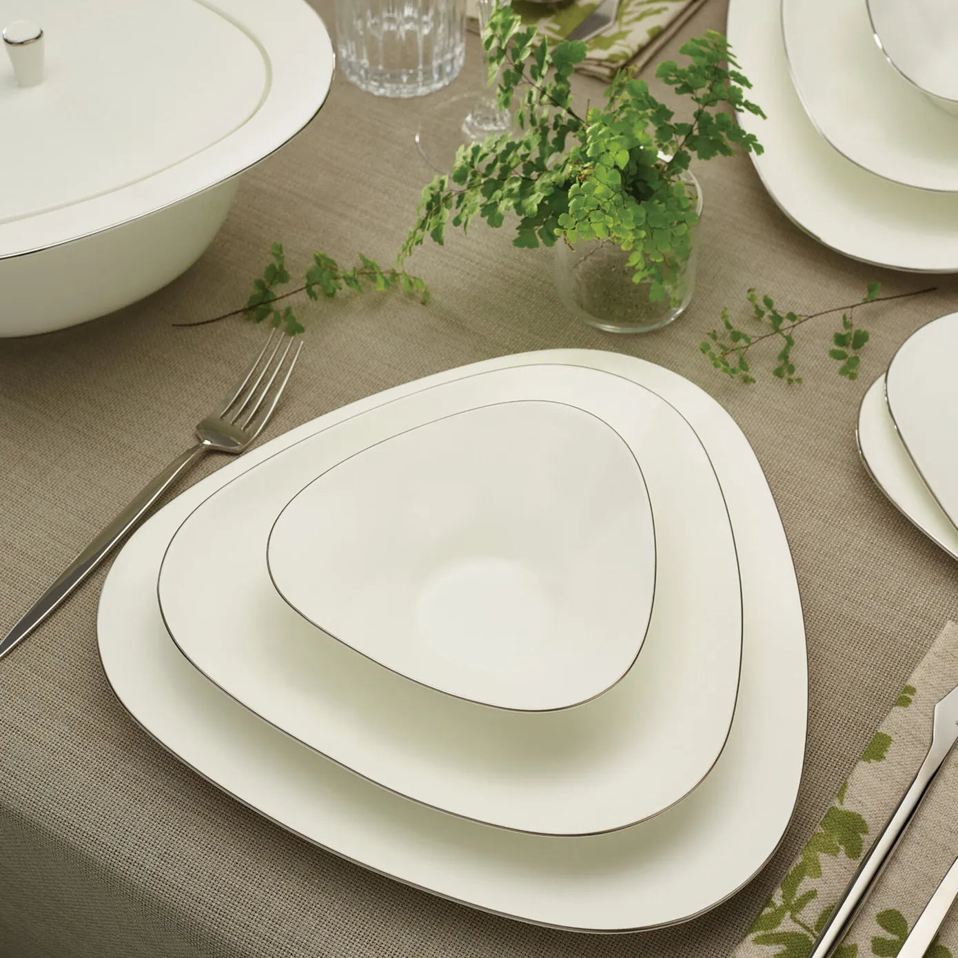 Karaca Fine Pearl Extra Trio 62-Piece Dinner Set for 12 People, White
