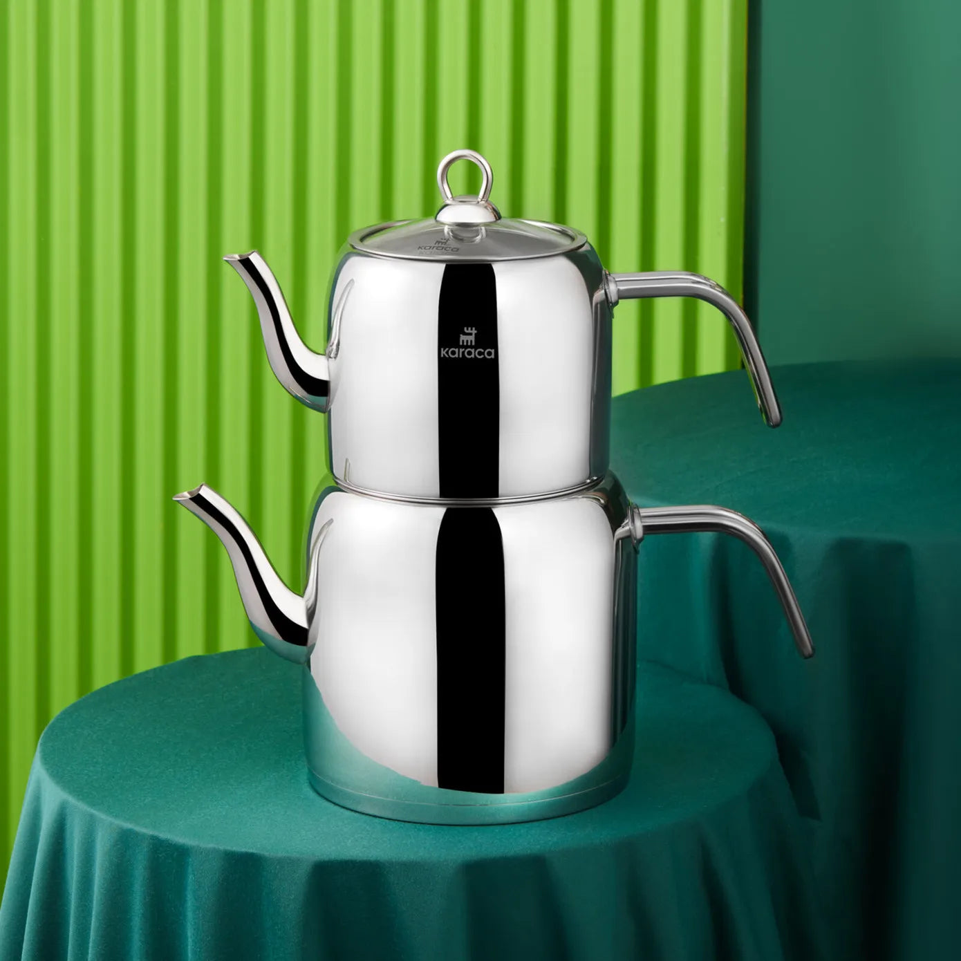 Karaca PowerSteel Vega 316+ Stainless Steel Induction Teapot Set, XLar