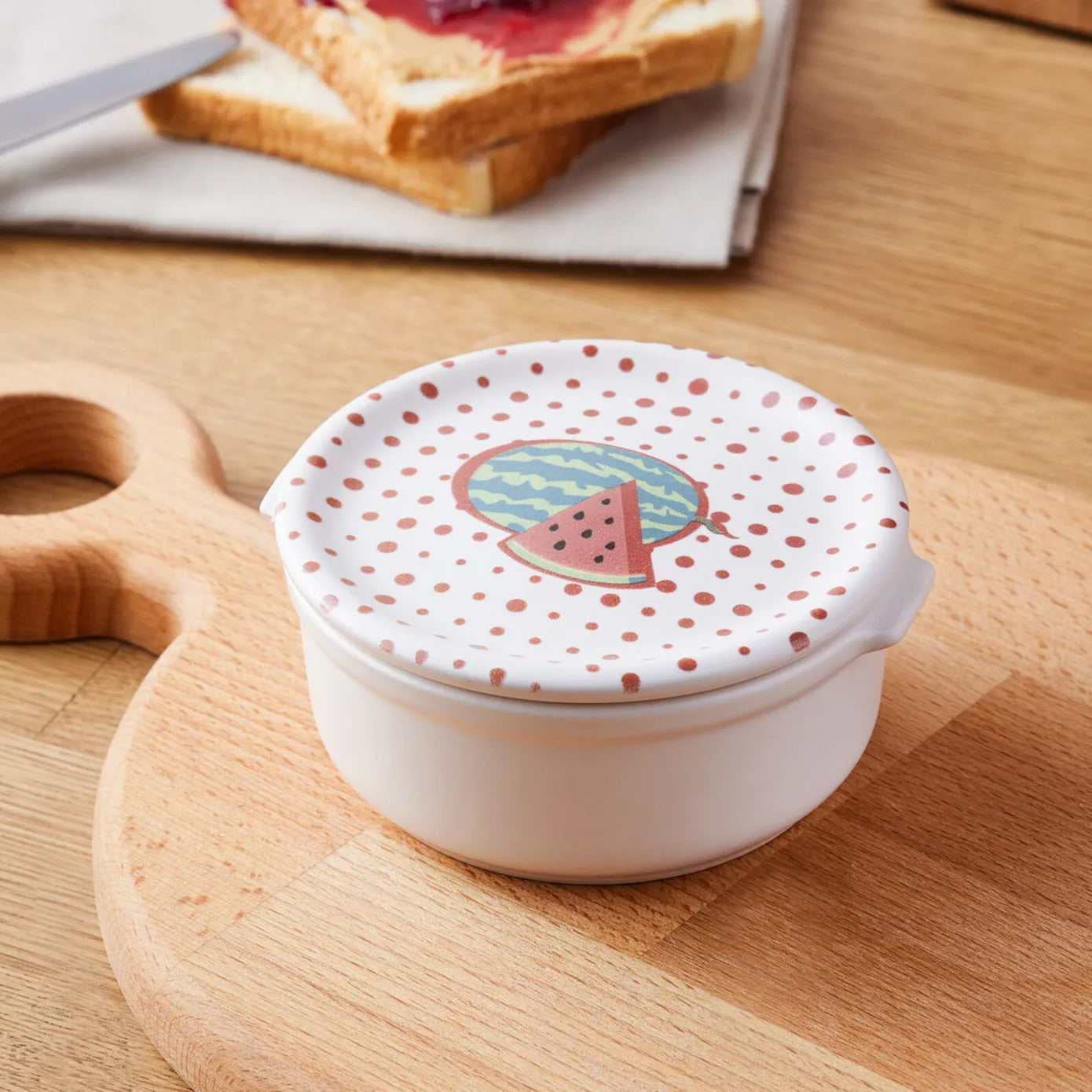 Karaca Ceramic Spotted Watermelon Breakfast Storage Container Set with