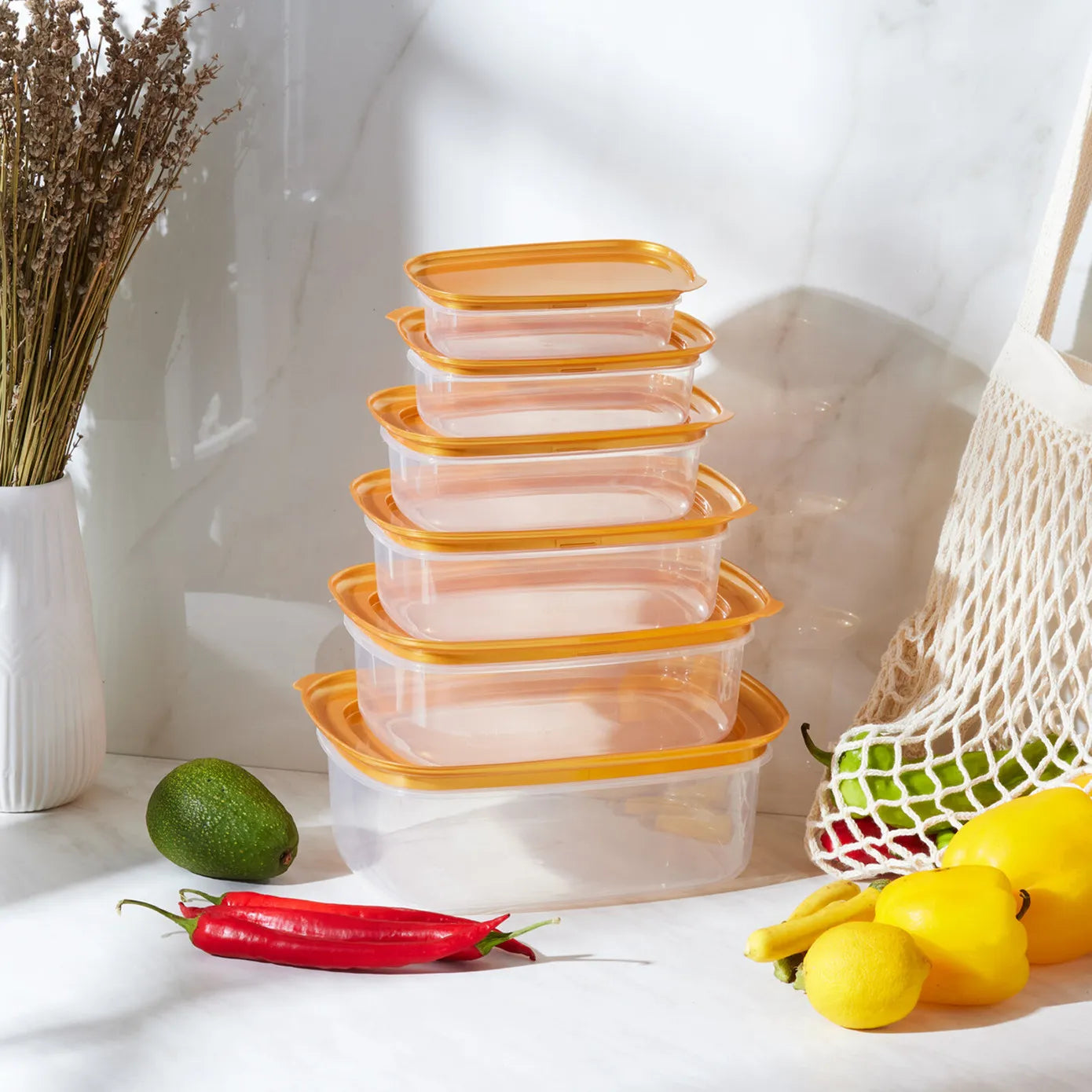 Karaca Vicks Bailando 6 Piece Storage Container Set, 2.9L, Gold