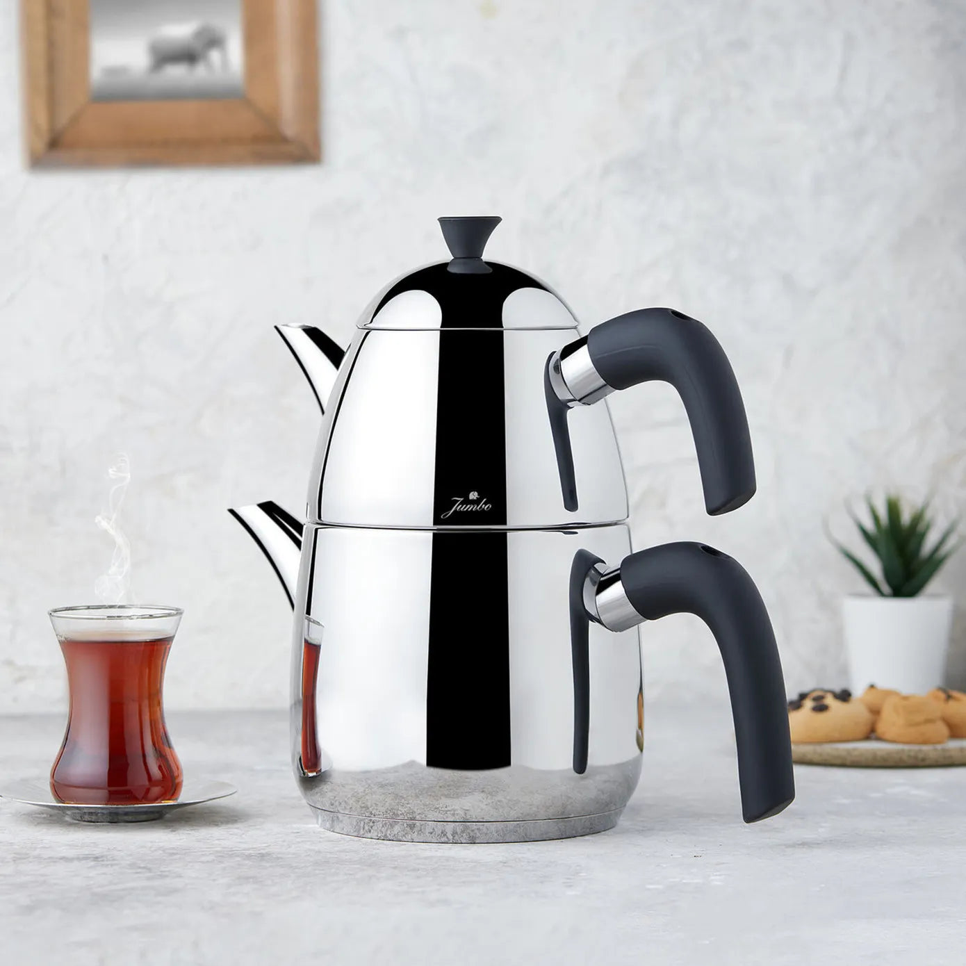 Jumbo Siesta Stainless Steel Induction Teapot Set, Black Silver – Karaca